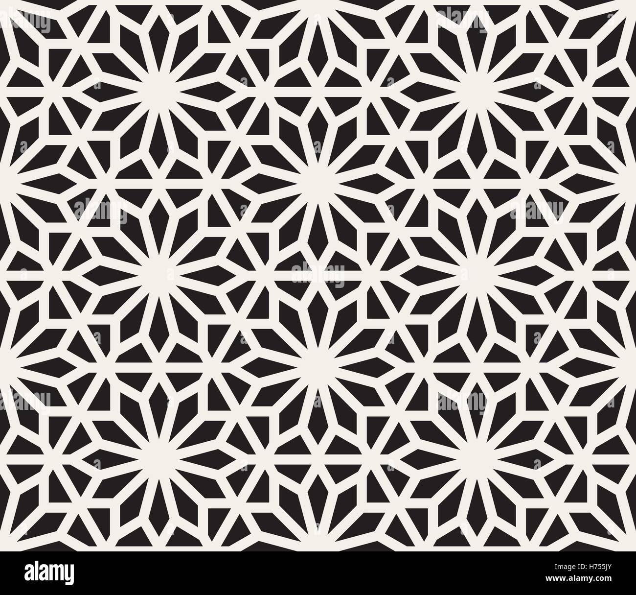 Vector Seamless Black And White Geometric Hexagon Lines Pattern Stock ...