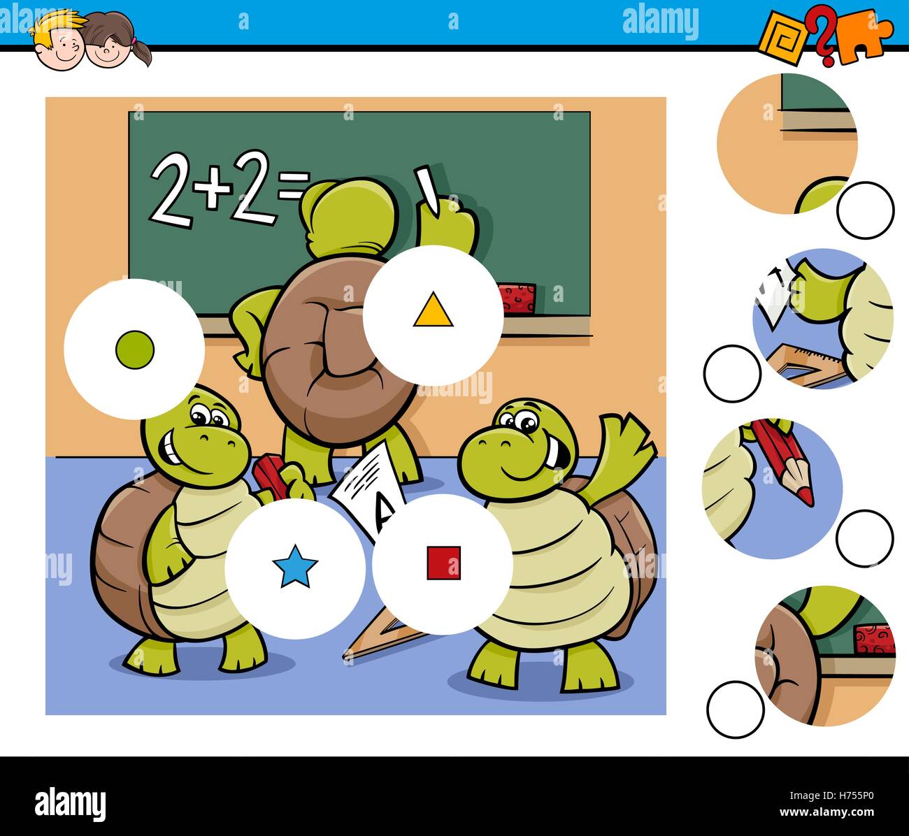 Cartoon Illustration of Educational Match the Elements Game for ...