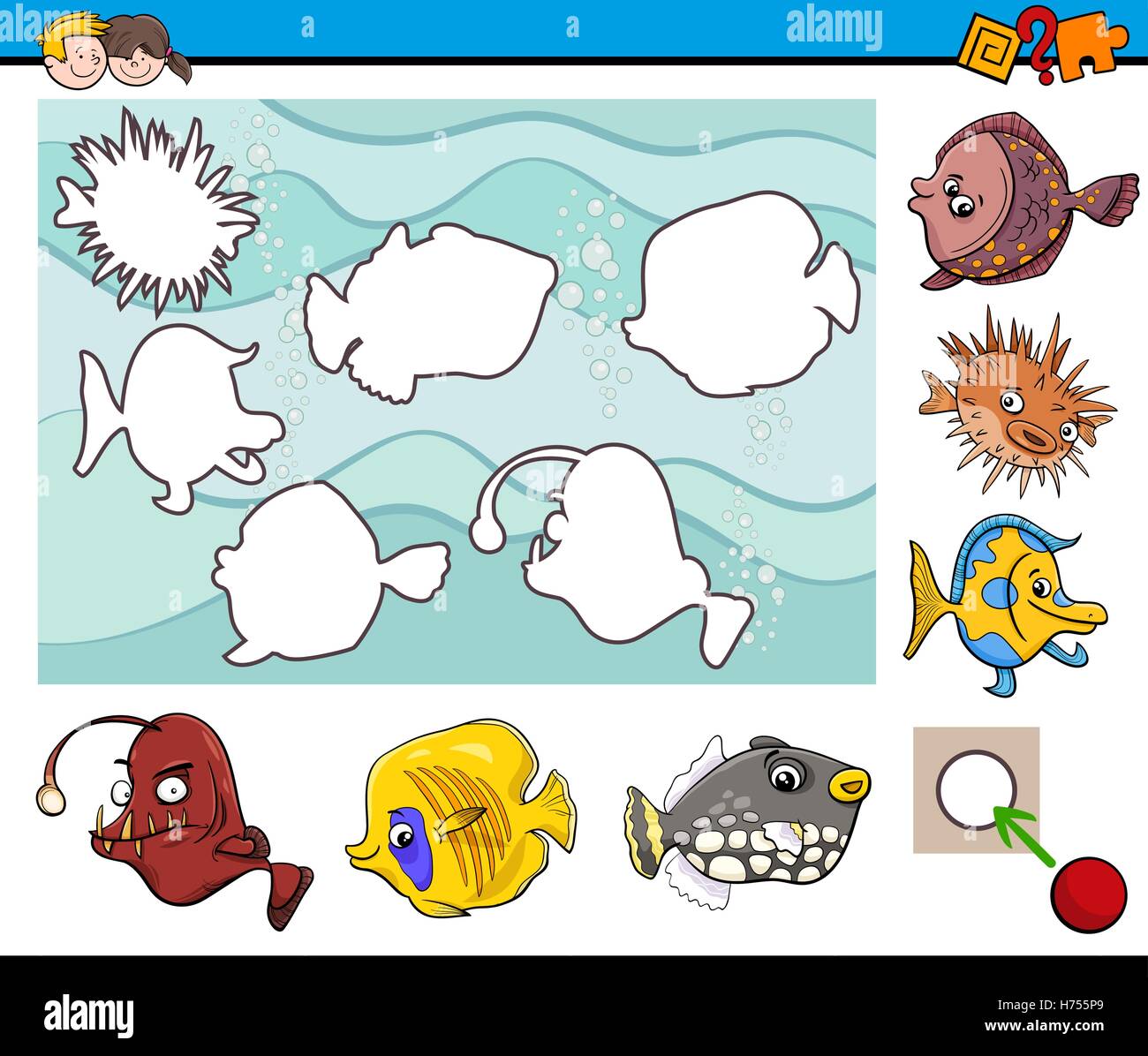 Cartoon Illustration of Educational Activity Task for Children with Sea ...