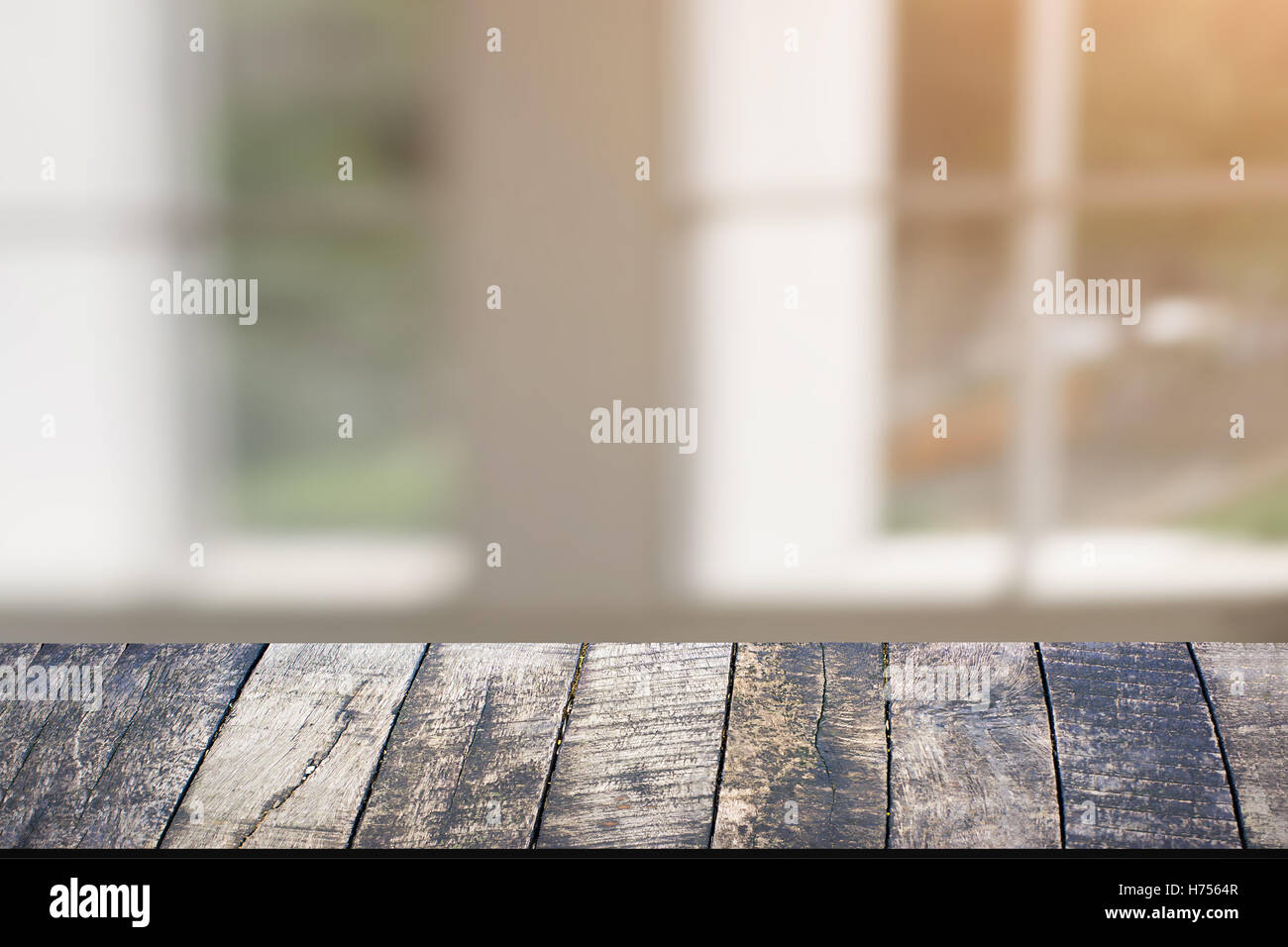 window in room and wood desk,product montage display,window background ...