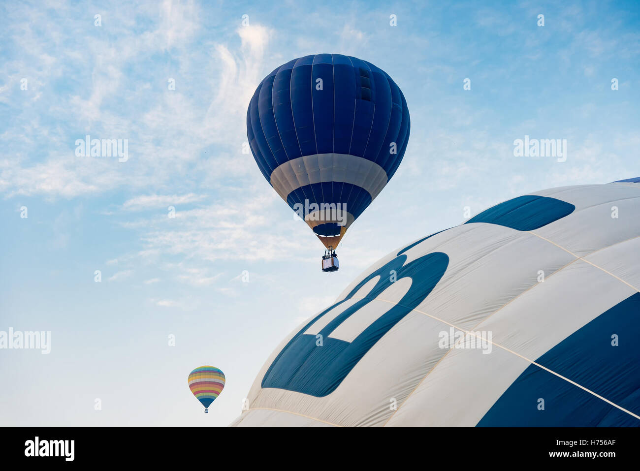 Hot air balloon in blue sky Stock Photo - Alamy