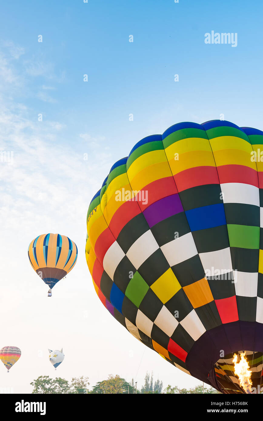 Hot air balloon in blue sky Stock Photo - Alamy