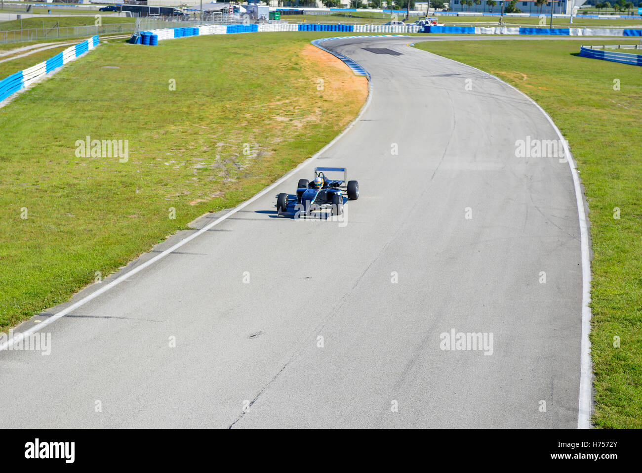 Formula race car speeds down track at Sebring International Raceway in ...