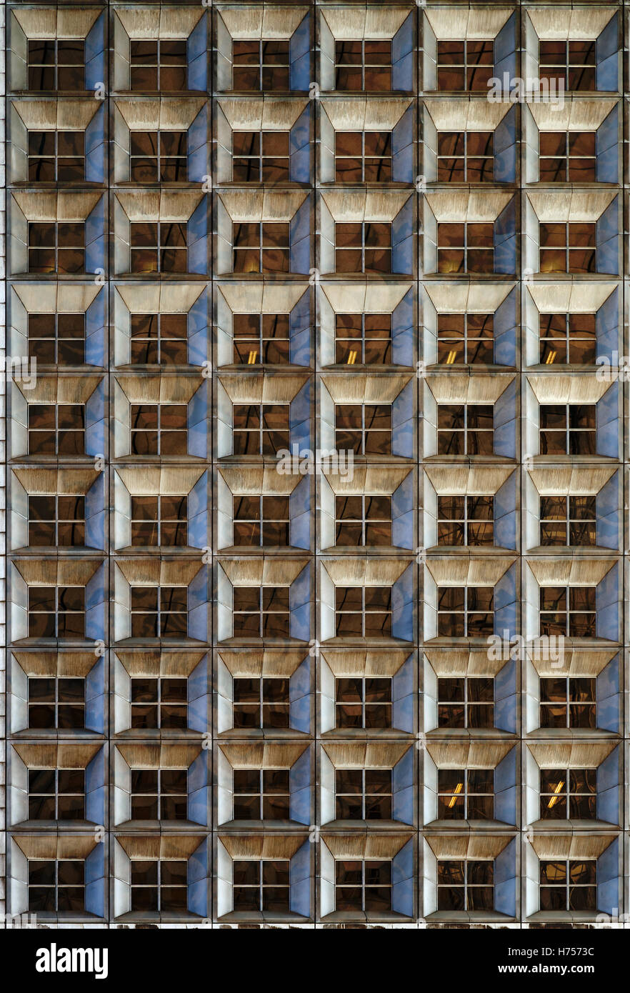 Office skyscraper windows at night time Stock Photo - Alamy