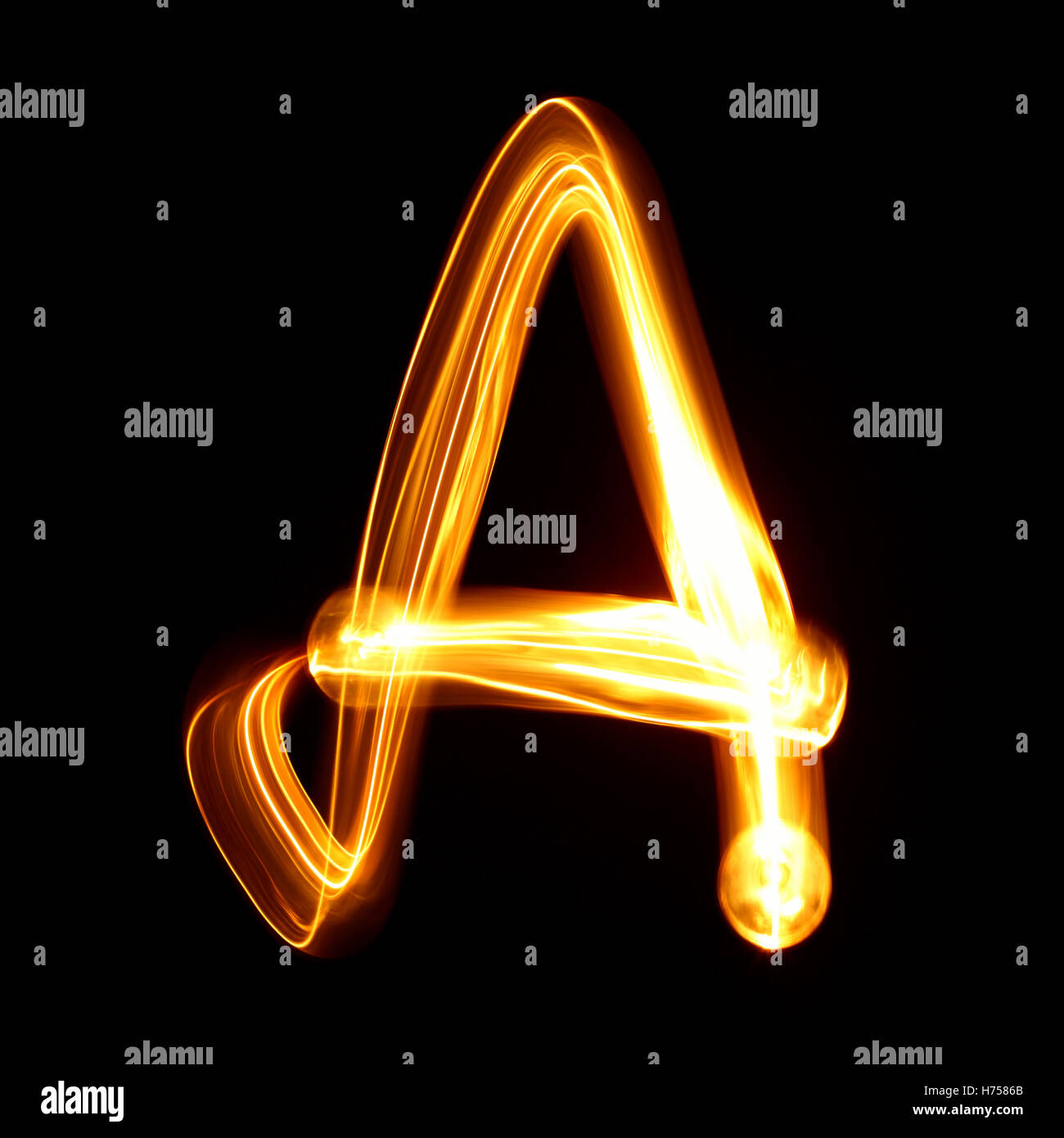 A - Pictured by light letters Stock Photo - Alamy