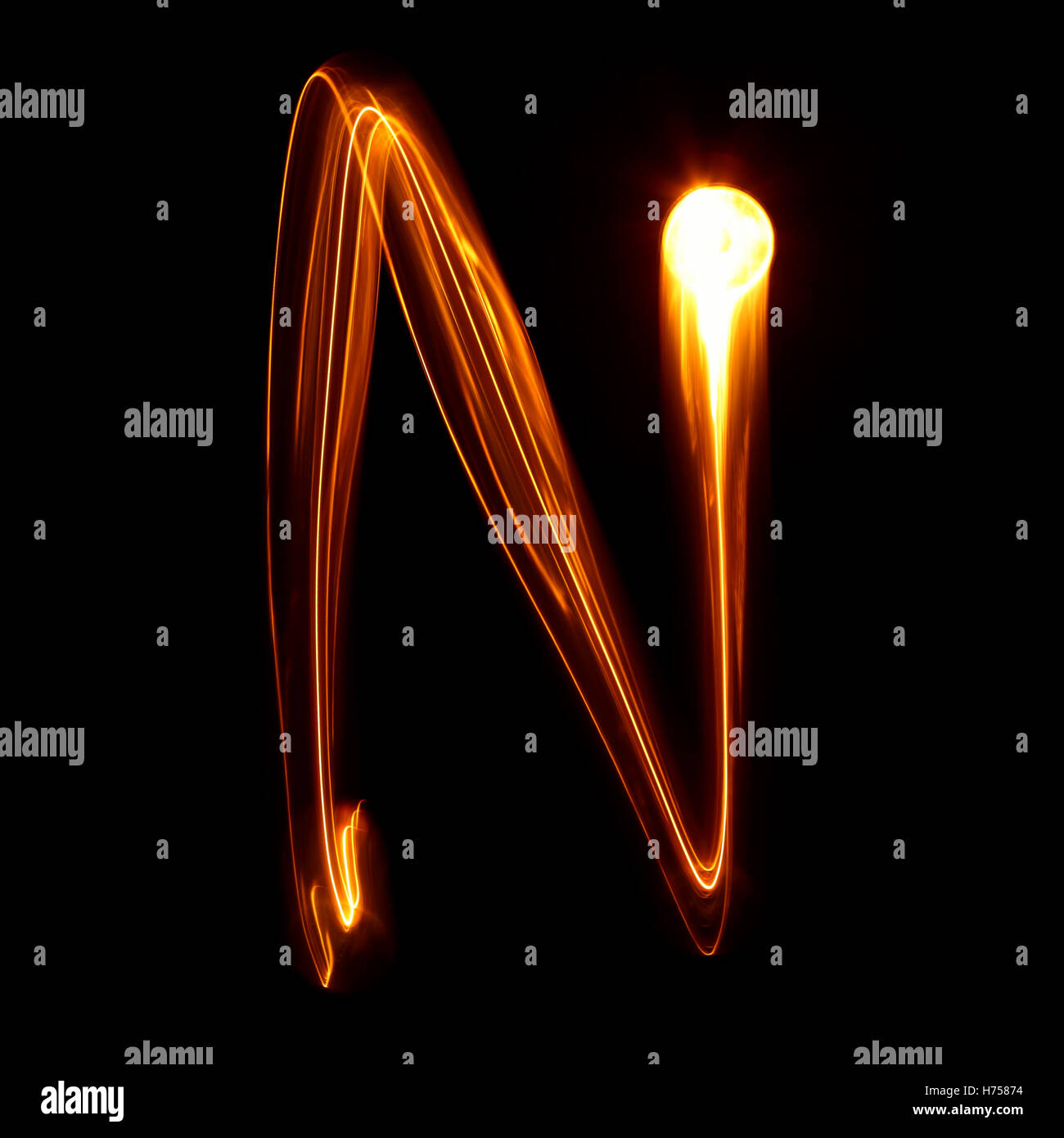 N - Pictured by light letters Stock Photo - Alamy