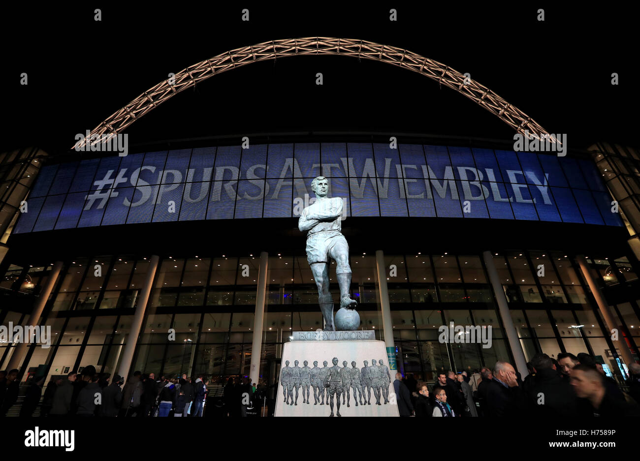 A general view of the Sir Bobby Moore statue outside the ground and ...