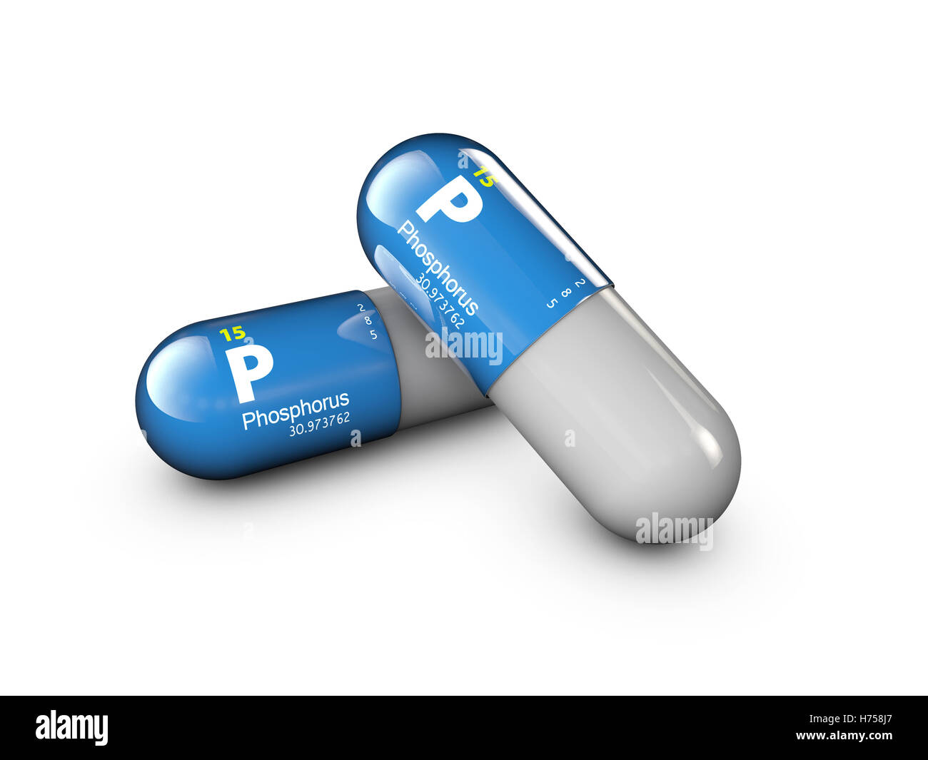 illustration of phosphorium mineral. Glossy drop pill capsule and ...