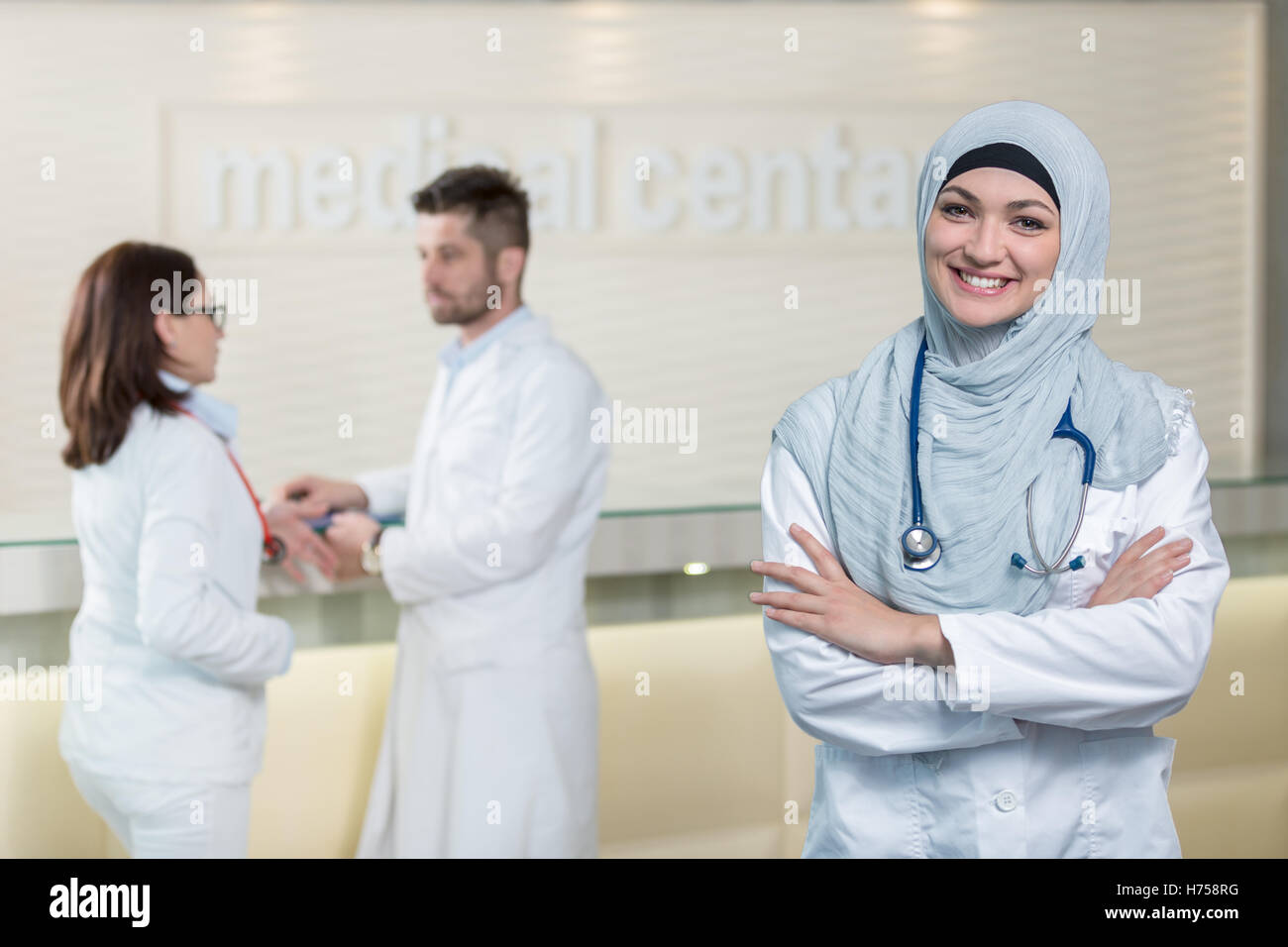 Medical team in different races standing indoor Stock Photo - Alamy