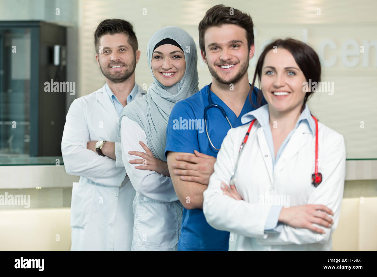 Group healthcare workers thumbs up hi-res stock photography and images ...