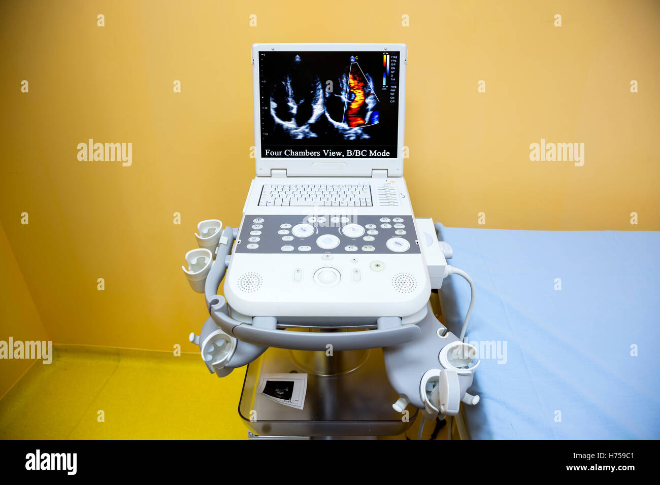 Interior of examination room with ultrasonography machine in hospital ...