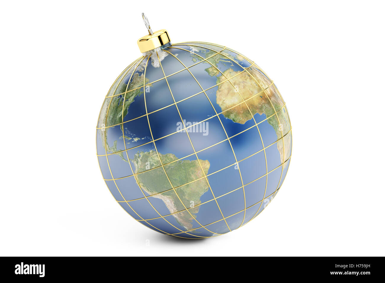 Earth Christmas Ball, 3D rendering isolated on white background Stock ...