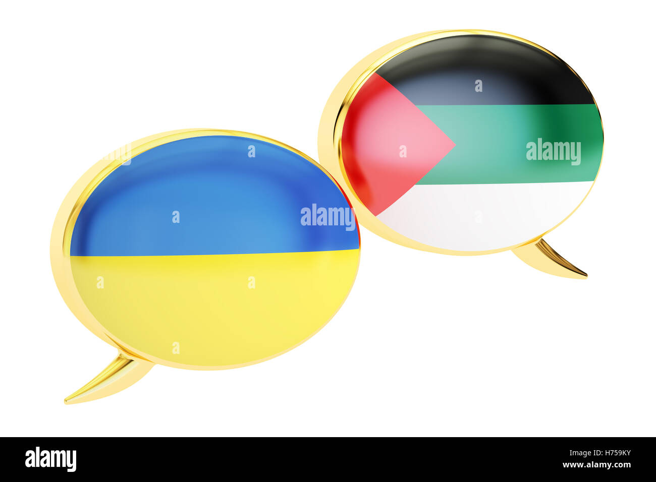 Speech bubbles, Ukrainian-Arab translation concept. 3D rendering Stock ...