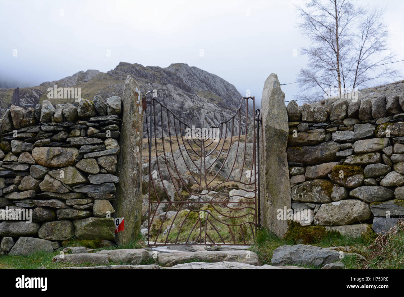 mountain path gate in the snowdonia national park at cwm idwal Stock ...