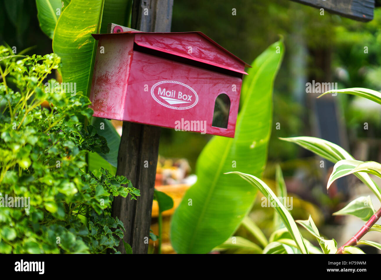 Mailbox,Red color decorative Stock Photo - Alamy