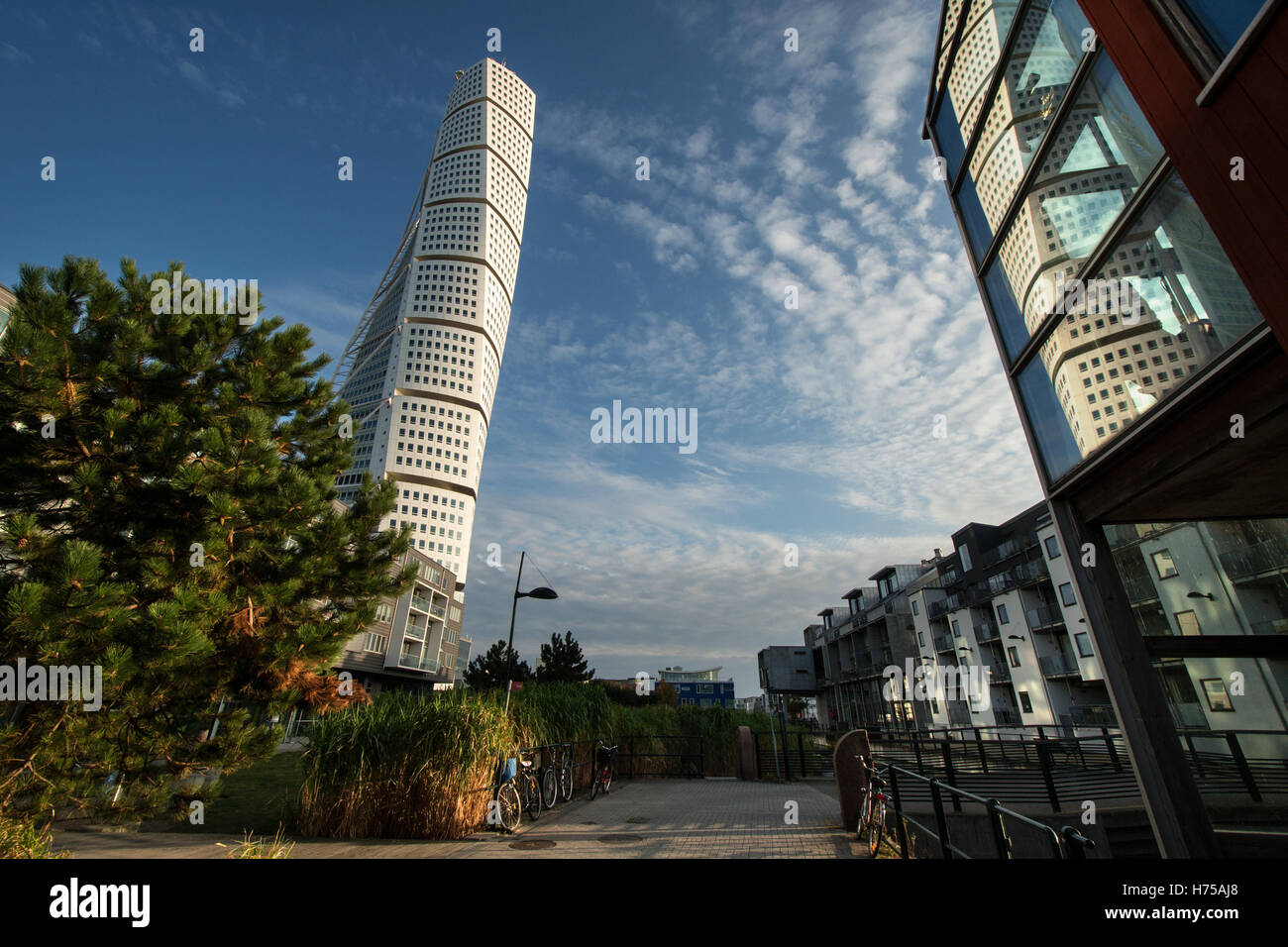 harbour city malmö and skyscraper Turning Torso, Malmö, Sweden Stock ...