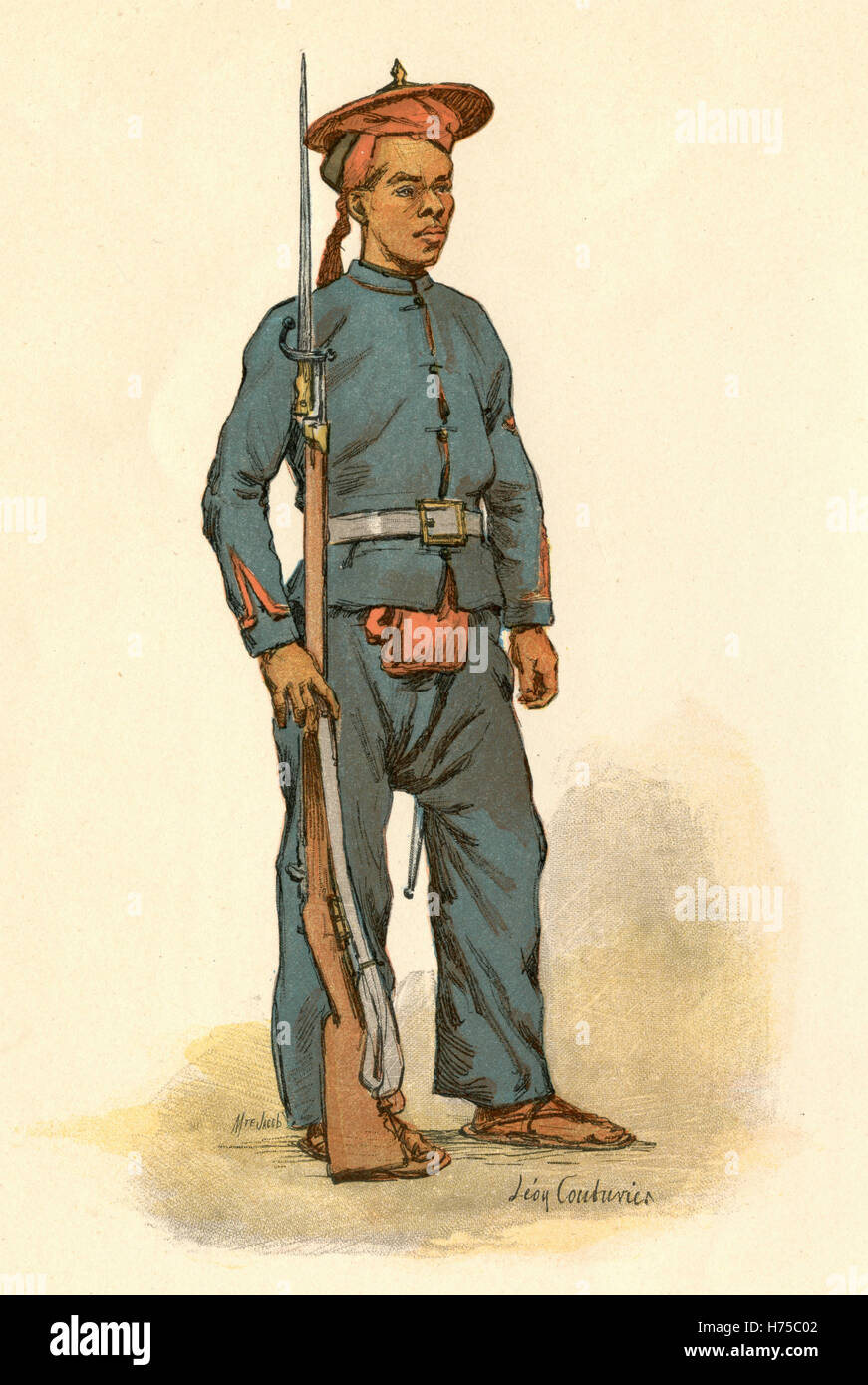 Annamite Sniper, Illustration for l'Exposition Universelle Stock Photo ...