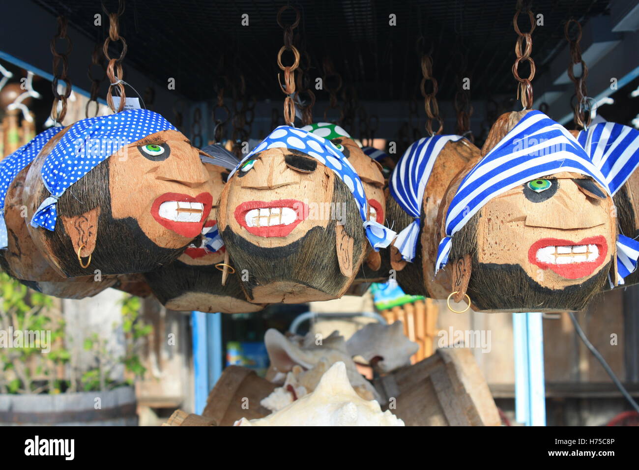 key west coconut pirate heads Stock Photo - Alamy