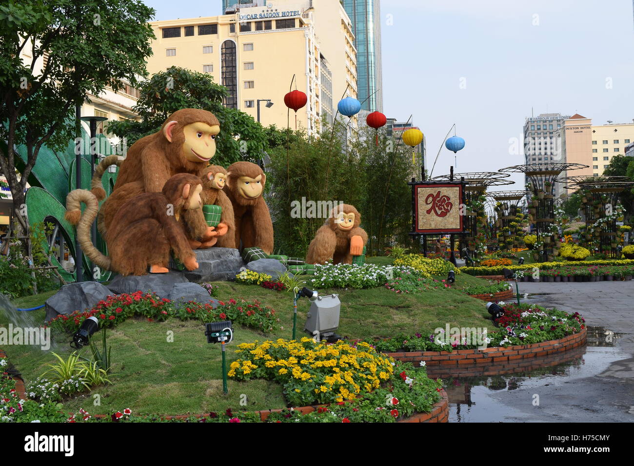 flower festival for mokey Lunar new year decoration in Vietnam with ...