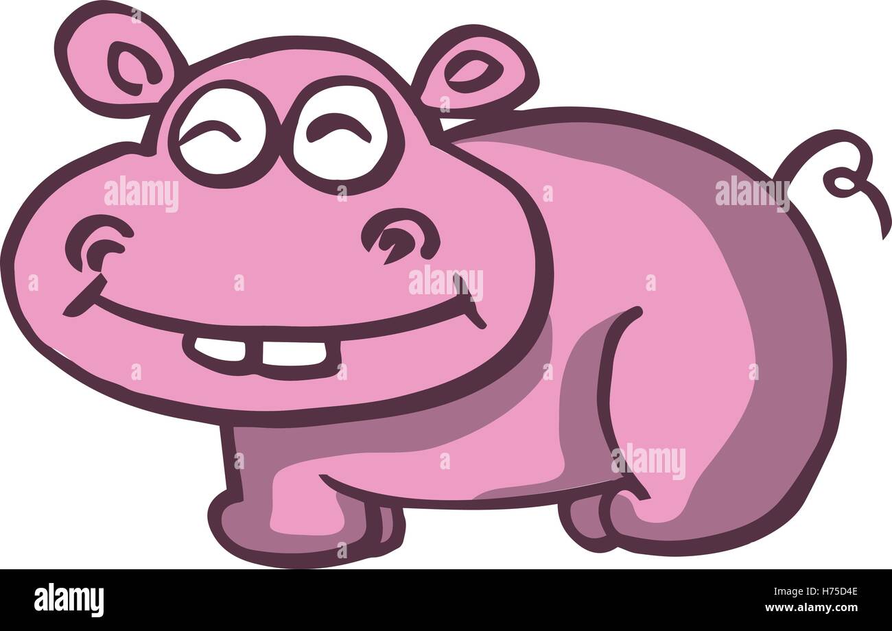 Fat Cartoon Hippo Drawing