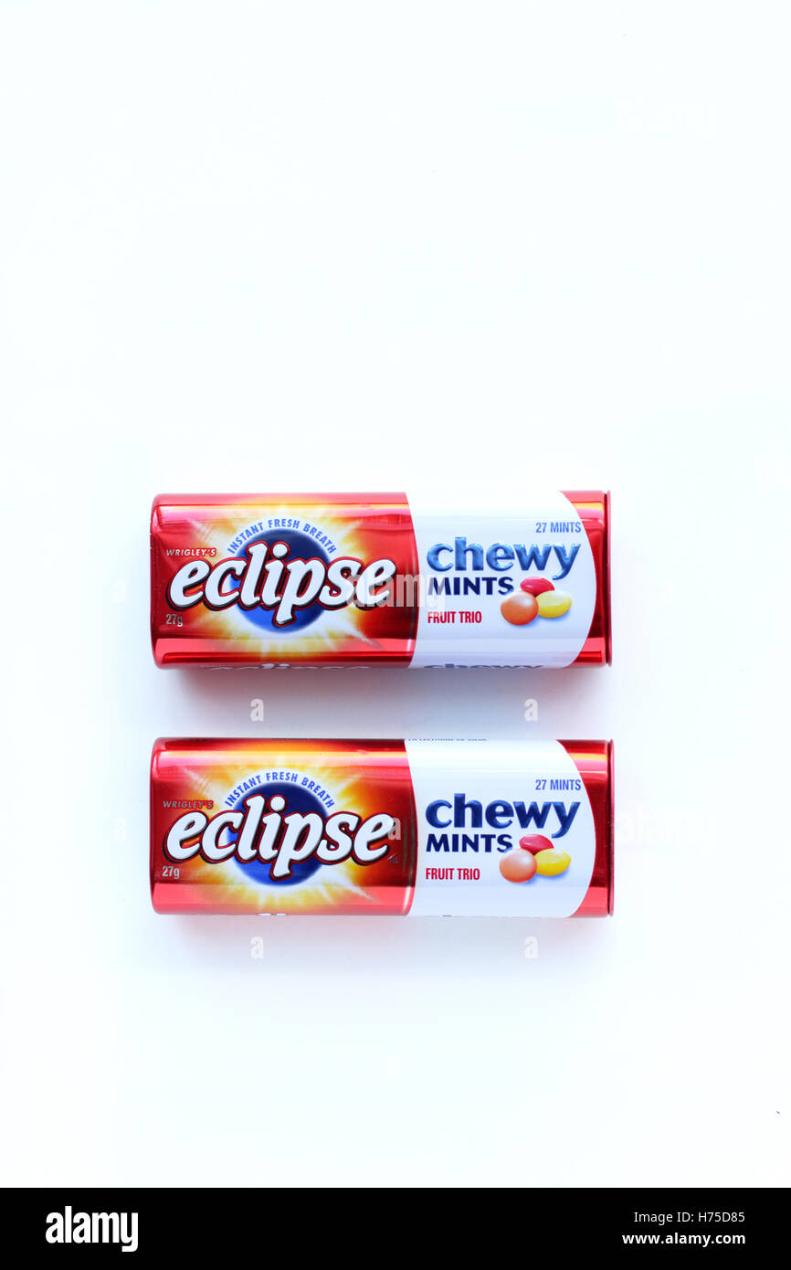 Australian Eclipse Chewy Mints isolated against white background Stock ...