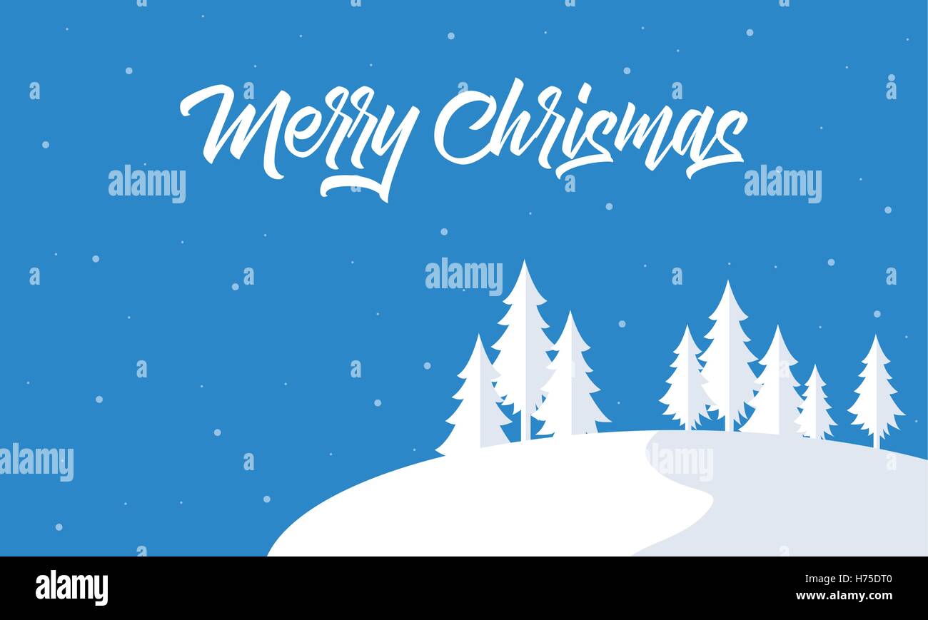 Silhouette of snow and tree Christmas landscape vector Stock Vector ...