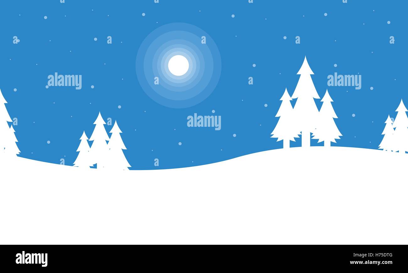 Silhouette of Christmas winter scenery vector art Stock Vector Image ...