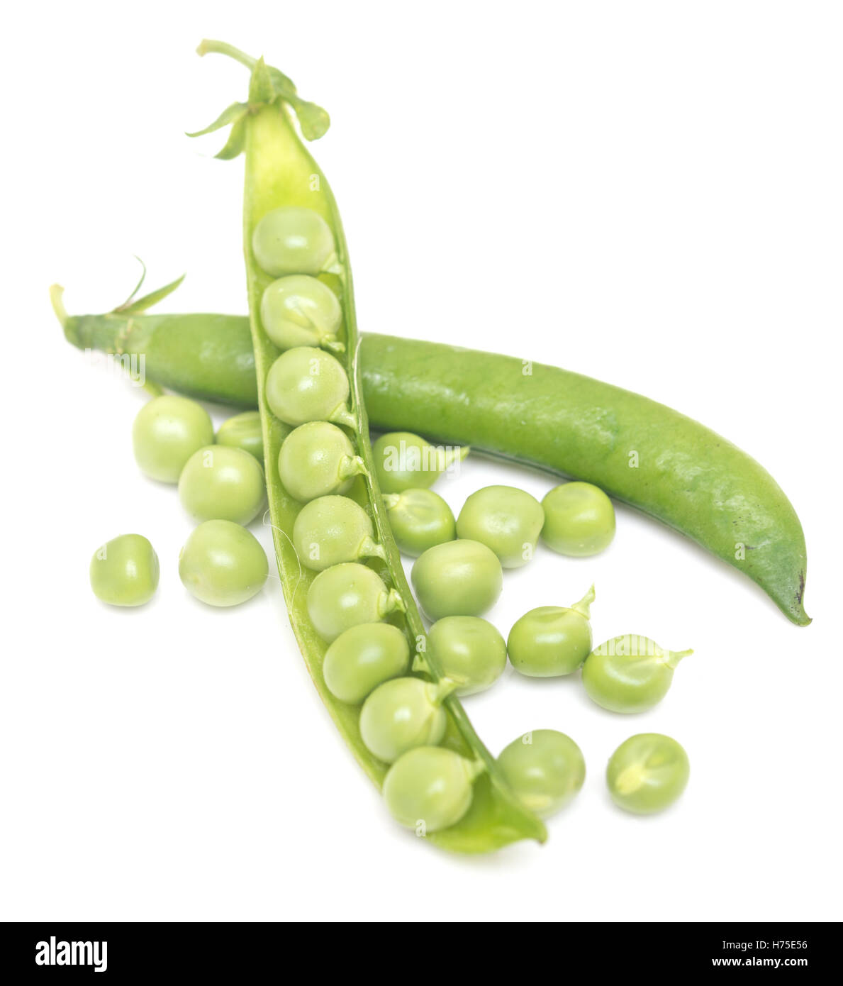fresh green pea isolated on white Stock Photo - Alamy