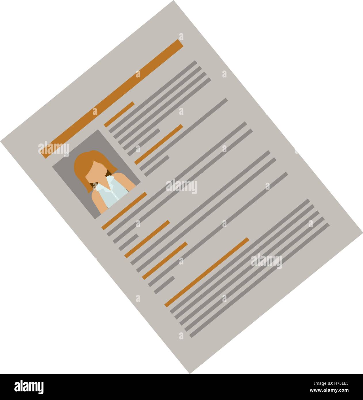 side document with woman curriculum vitae vector illustration Stock ...