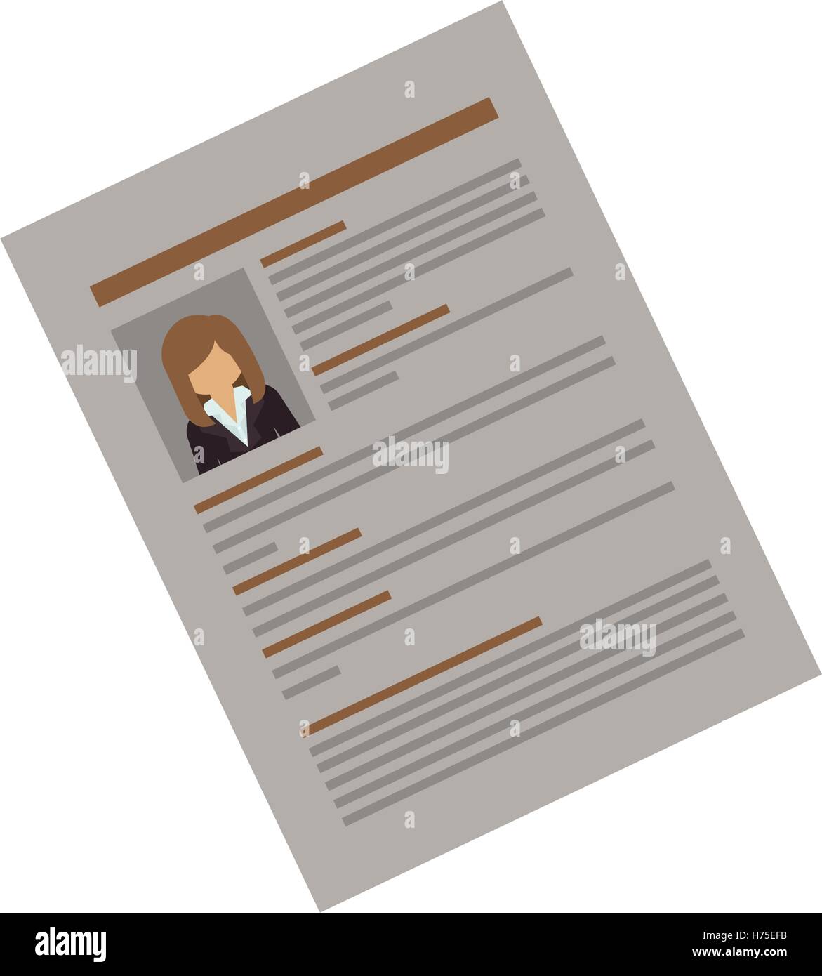 side document with woman curriculum vitae vector illustration Stock ...