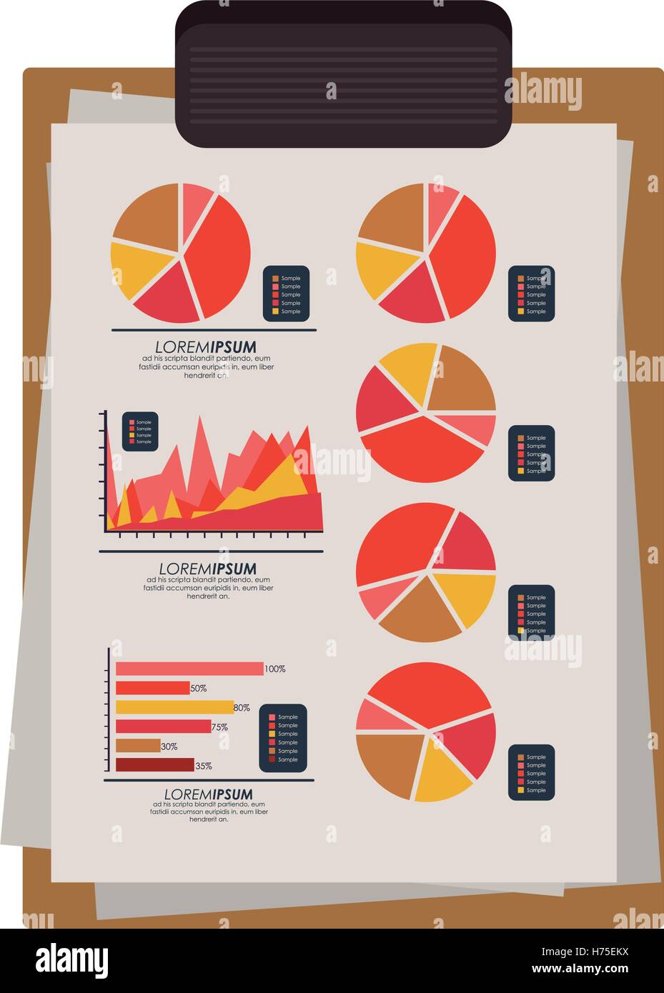 table notepad with sheets and graphics vector illustration Stock Vector ...