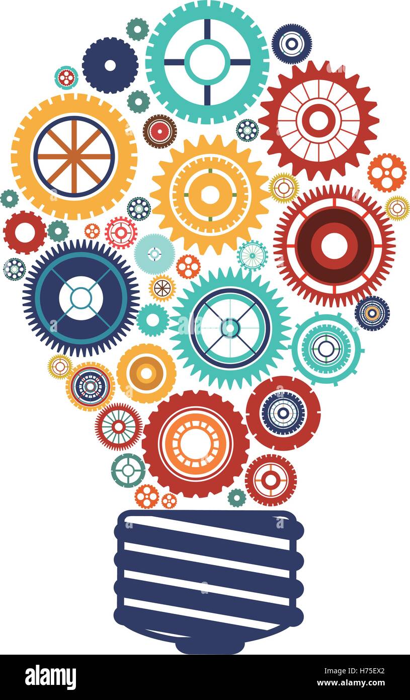 bulb with gears and idea focus vector illustration Stock Vector Image ...