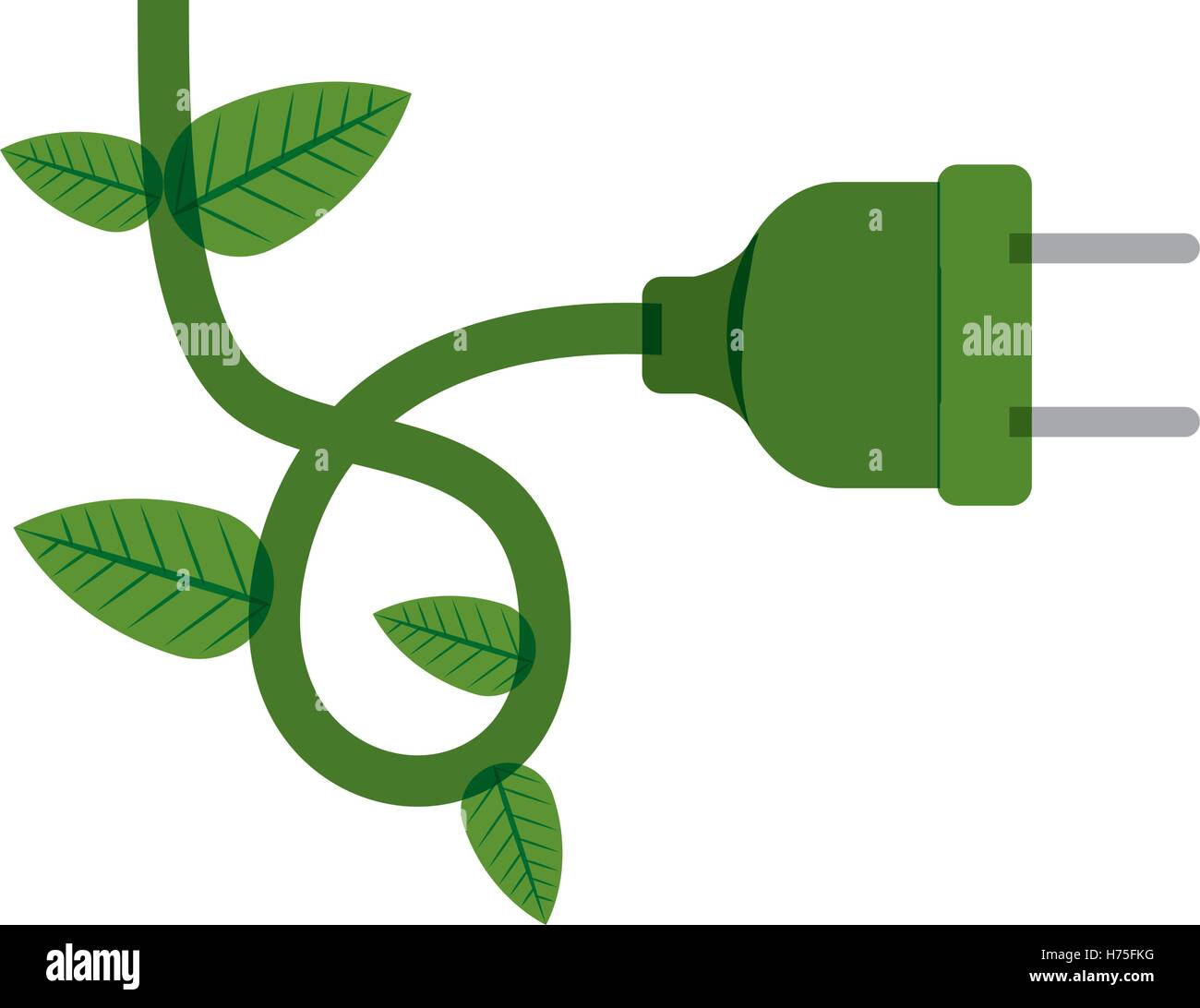 green plug with wired and leaves vector illustration Stock Vector Image ...