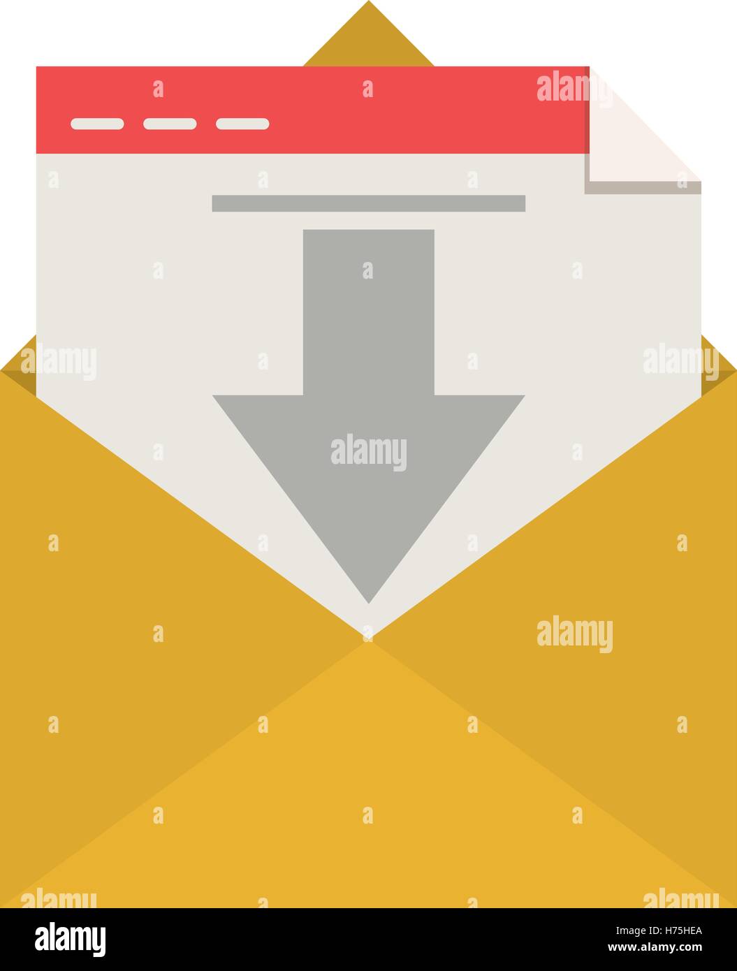 silhouette envelope open mail arrow down vector illustration Stock ...