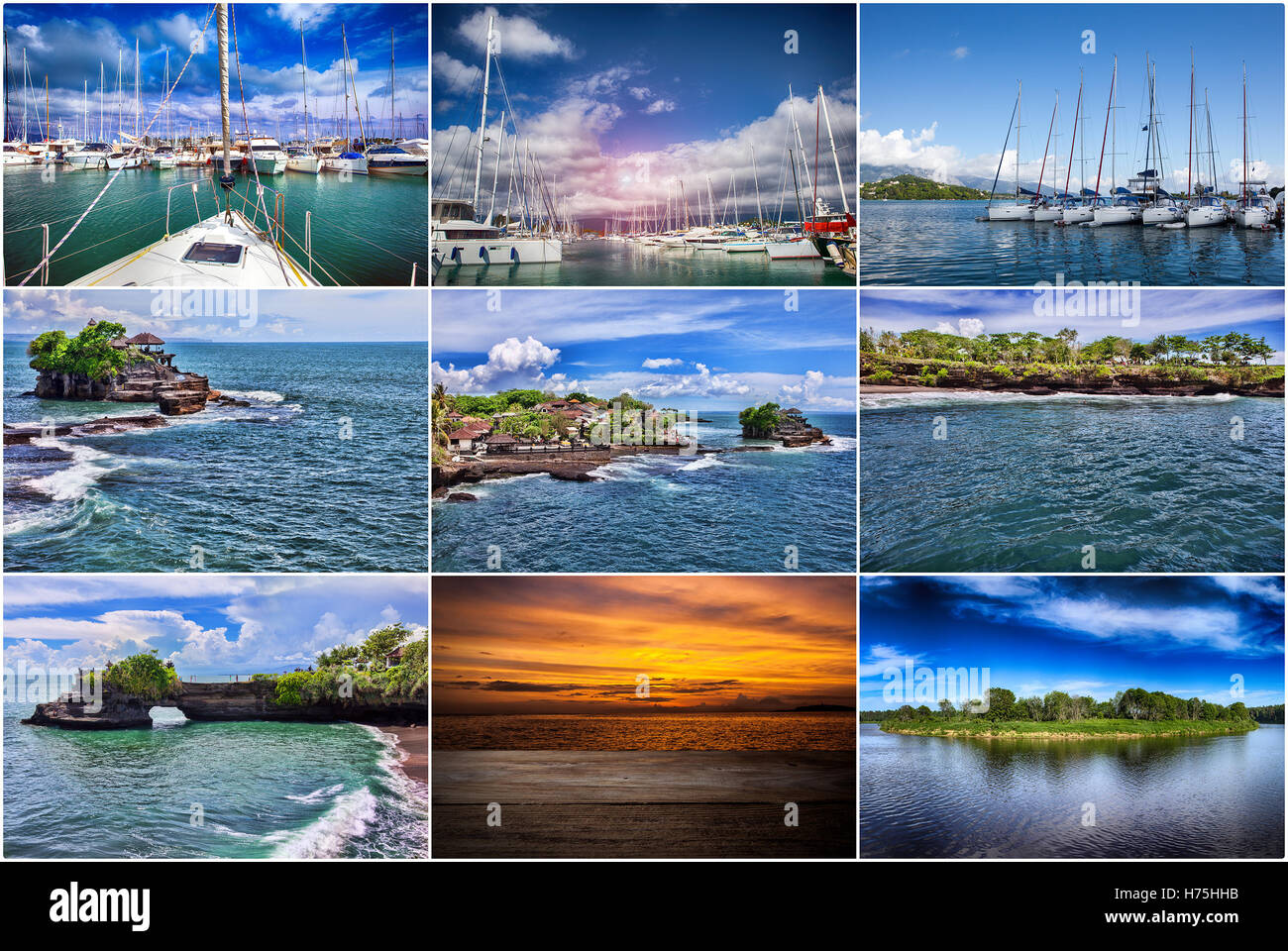 Collage of sea travel. landscapes Stock Photo - Alamy
