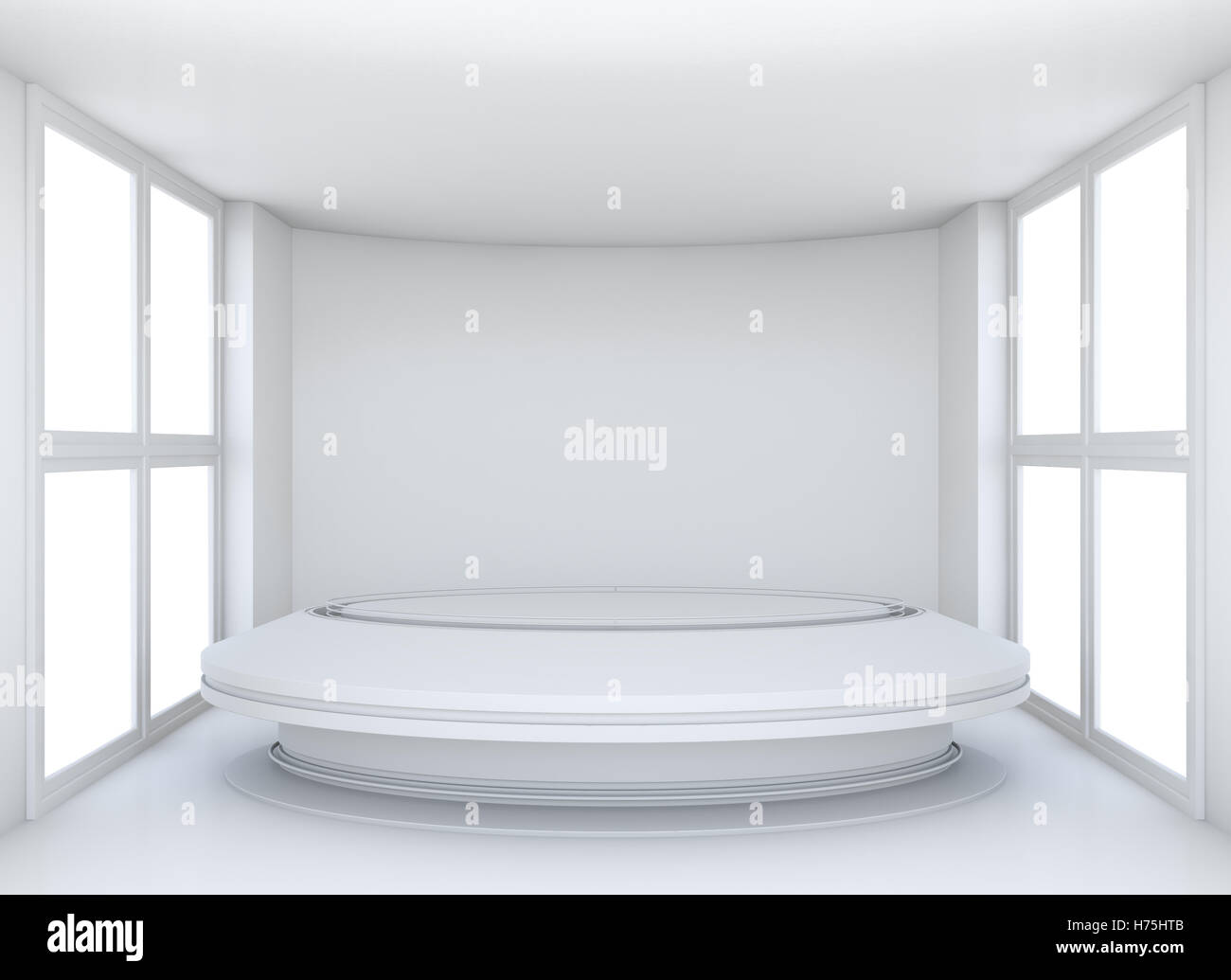 Empty showroom with circle table for exhibit Stock Photo - Alamy