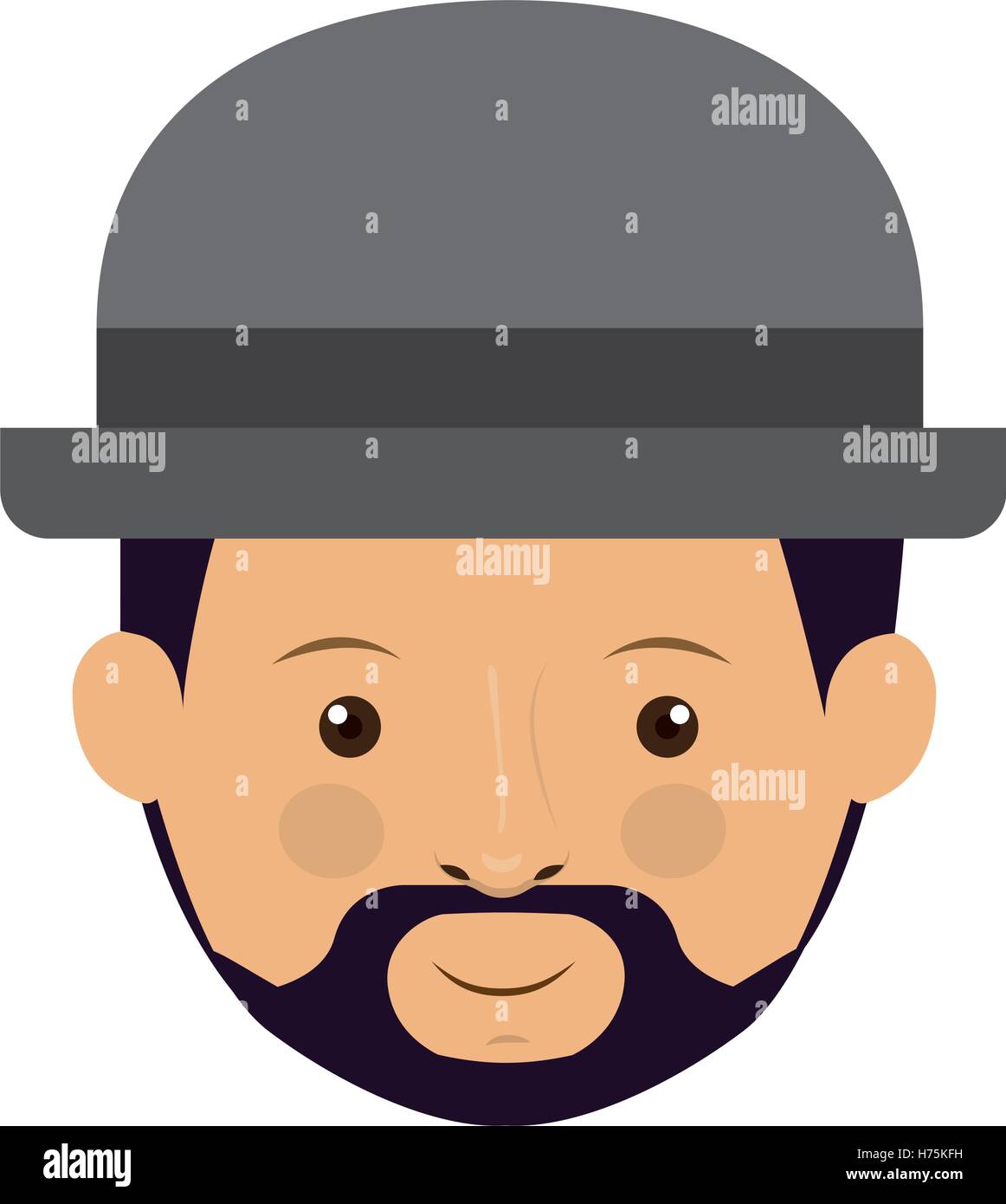 cartoon bearded man smiling wearing gray hat. hipster style design over ...