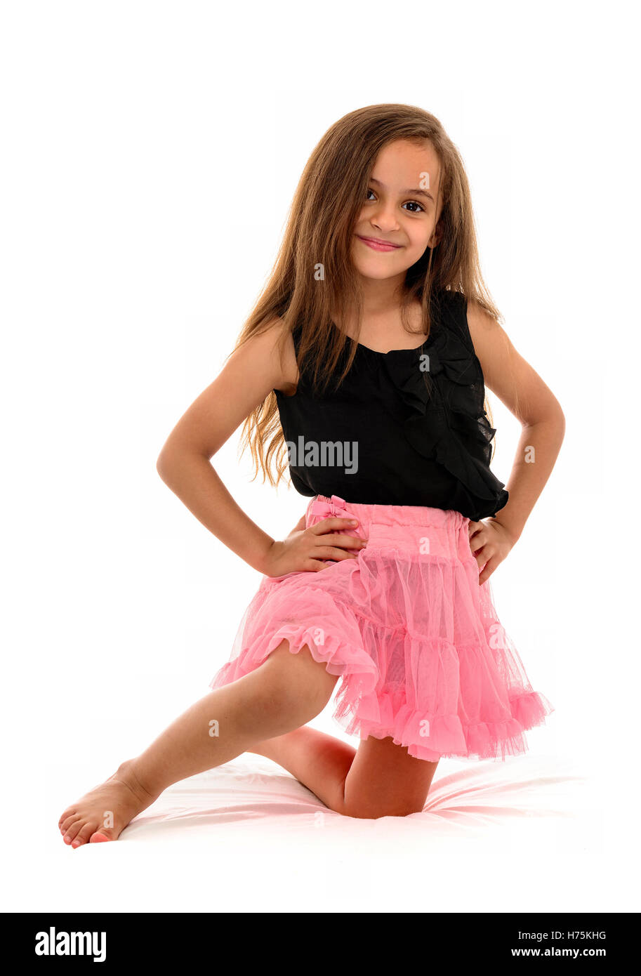 Beautiful Young Smiling Girl Posing Isolated on White Background Stock ...