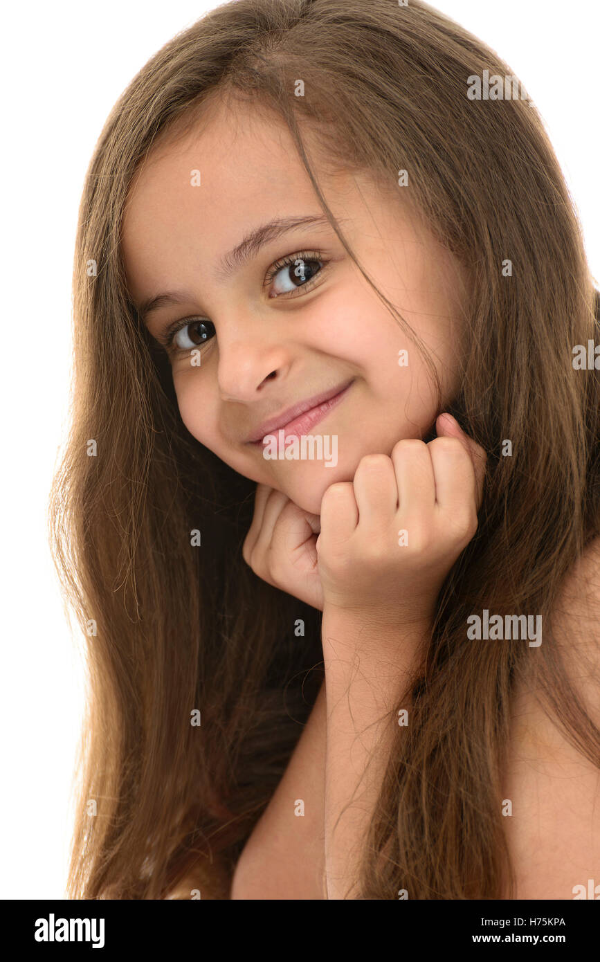 Side Face Portrait of Attractive Young Girl With Beautiful Smile ...