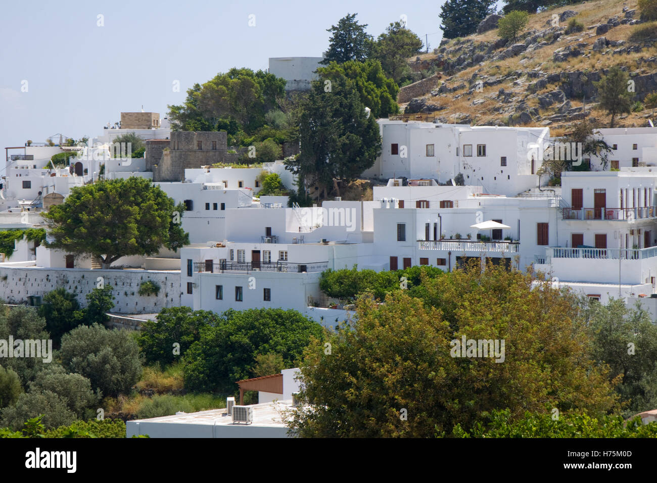 lindos tourist town in the rodos isle Stock Photo - Alamy