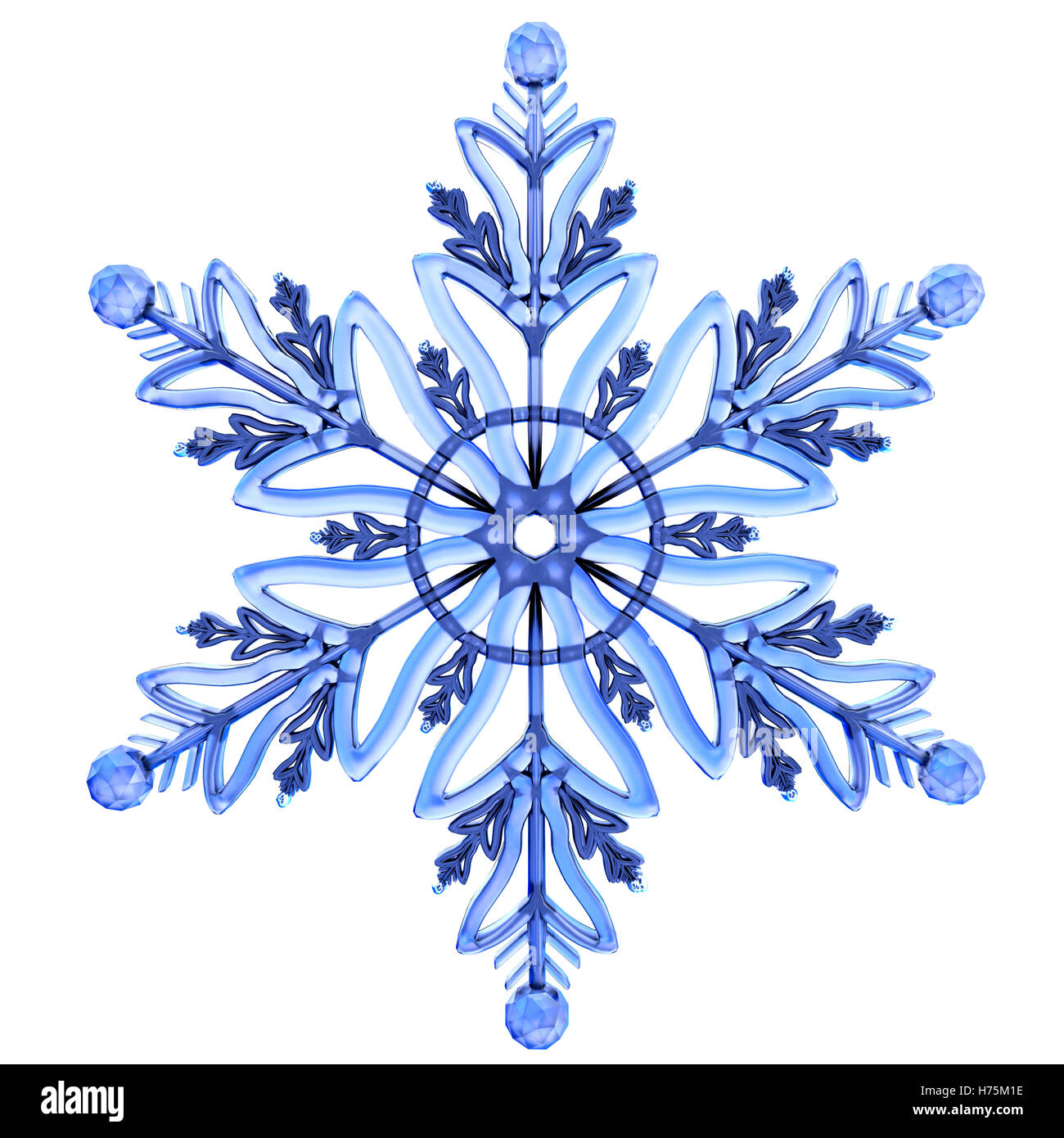 Snowflake in white snow. Isolated Stock Photo - Alamy