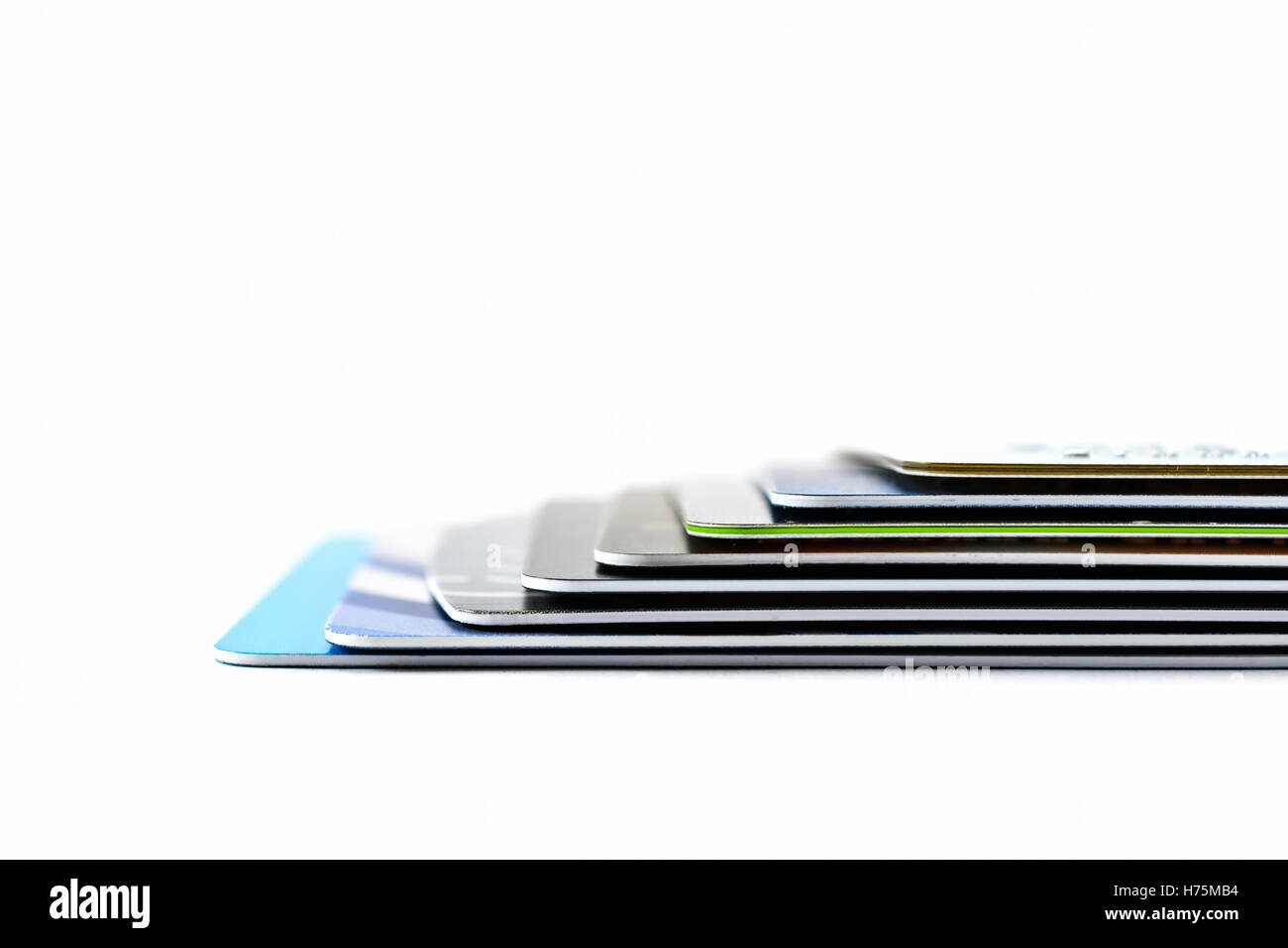 stack of credit card on white background Stock Photo - Alamy