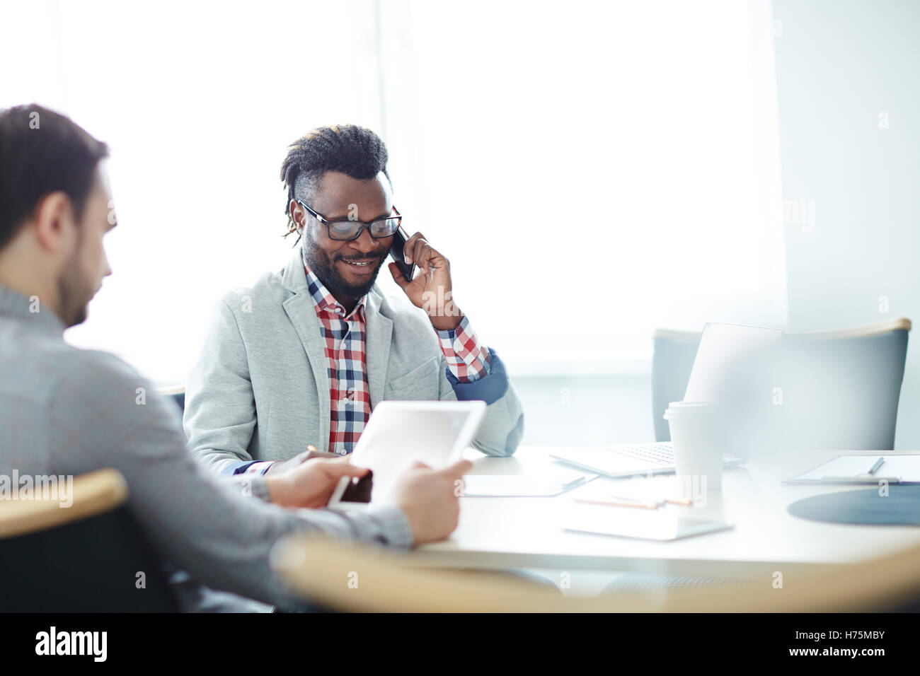 Communication on telephone Stock Photo - Alamy