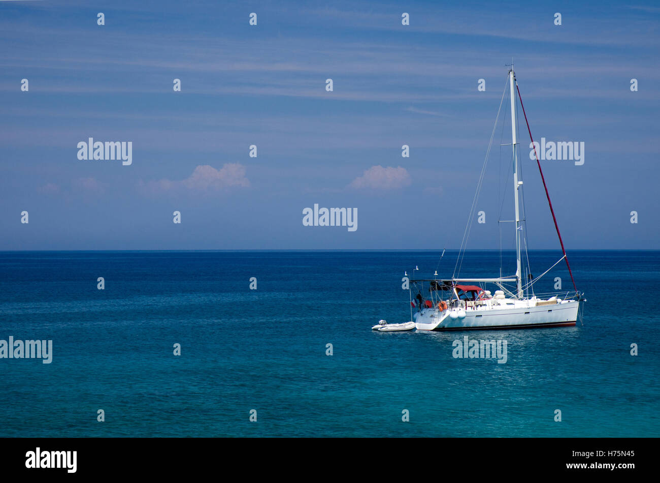 blue sea and beach of the isle of rodos in greece Stock Photo - Alamy