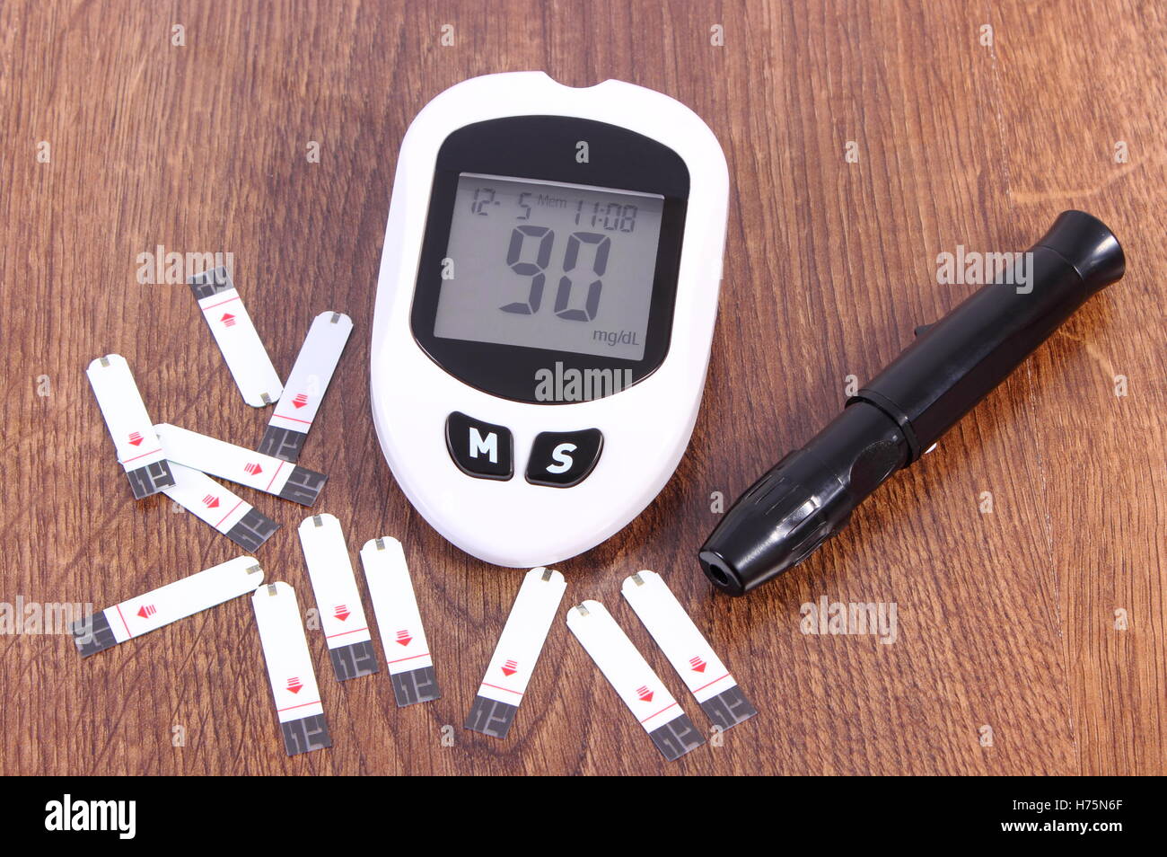 Glucose meter with accessories for checking and measuring sugar level ...