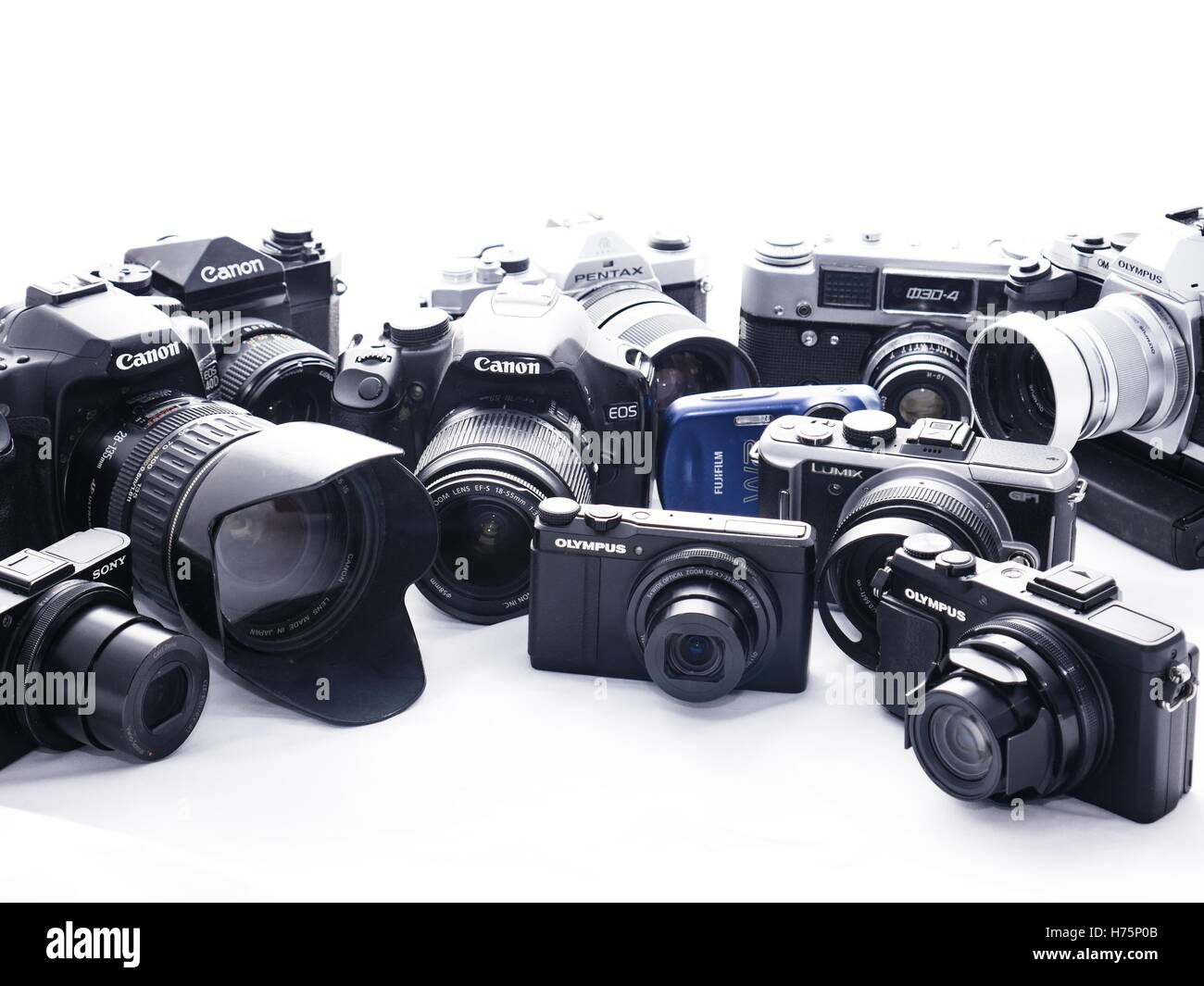 collection of film and digital cameras Stock Photo - Alamy