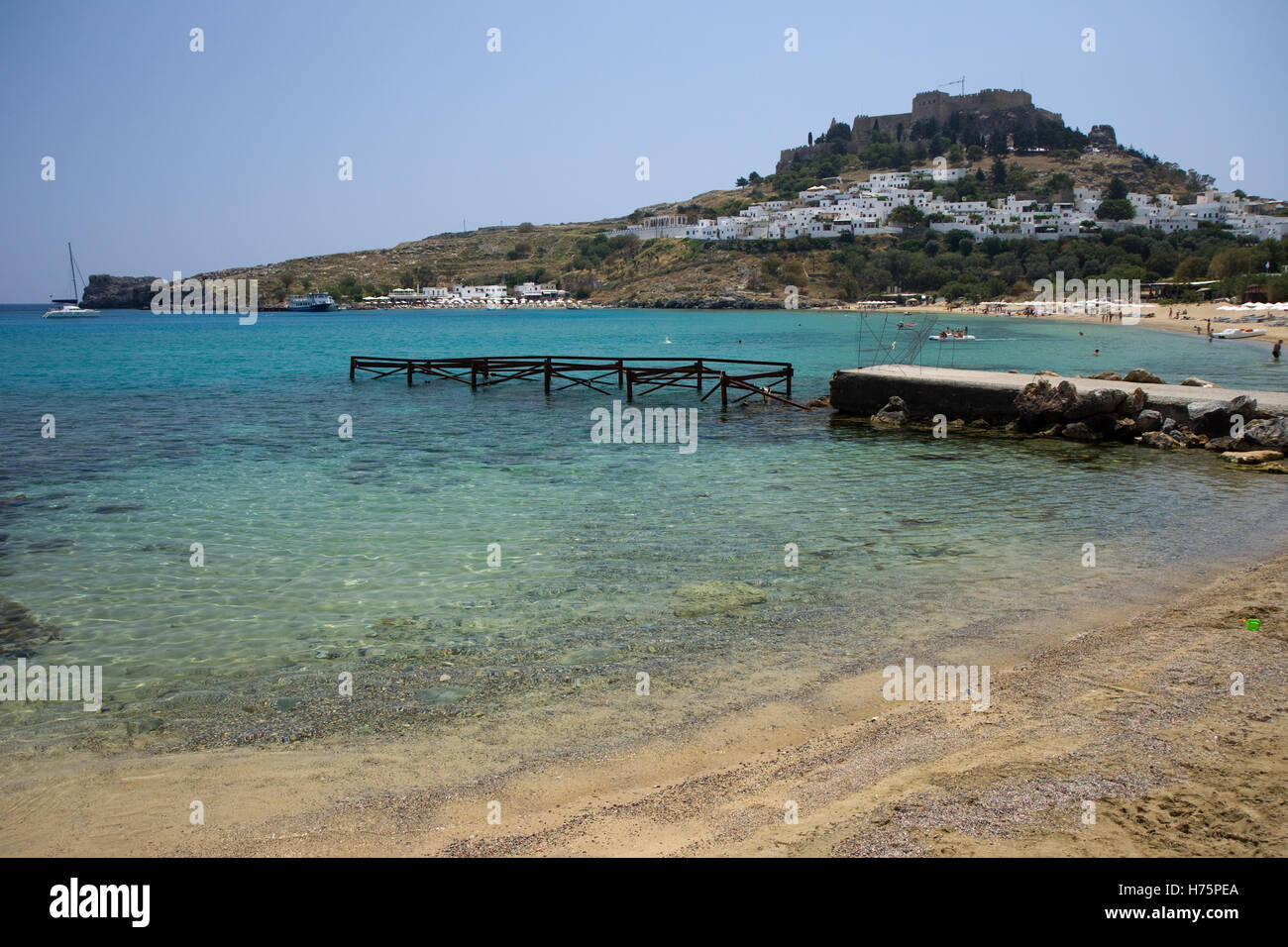 beach and sea of rodos in greece Stock Photo - Alamy
