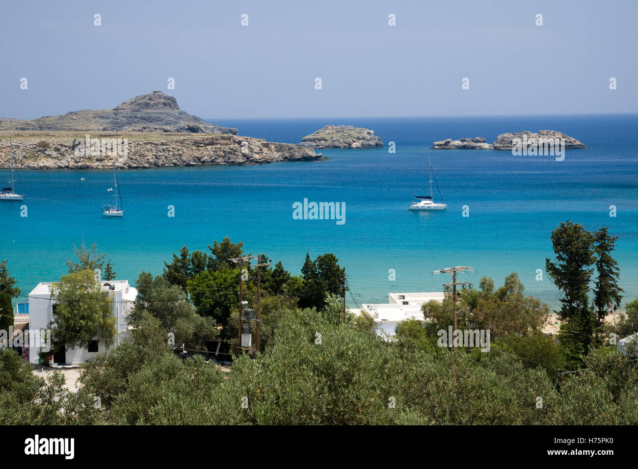 beach and sea of rodos in greece Stock Photo - Alamy