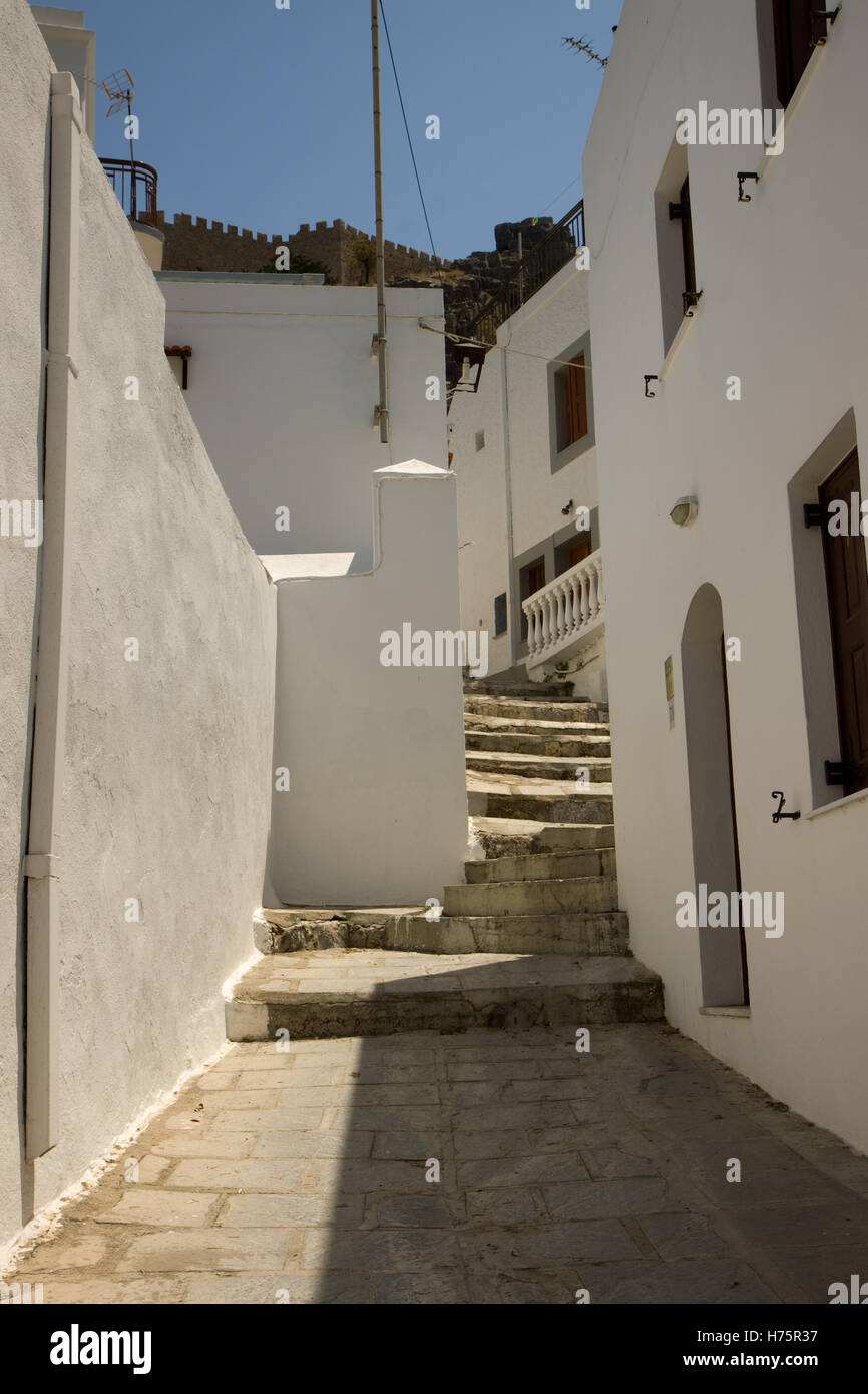 lindos tourist town in the rodos isle Stock Photo - Alamy
