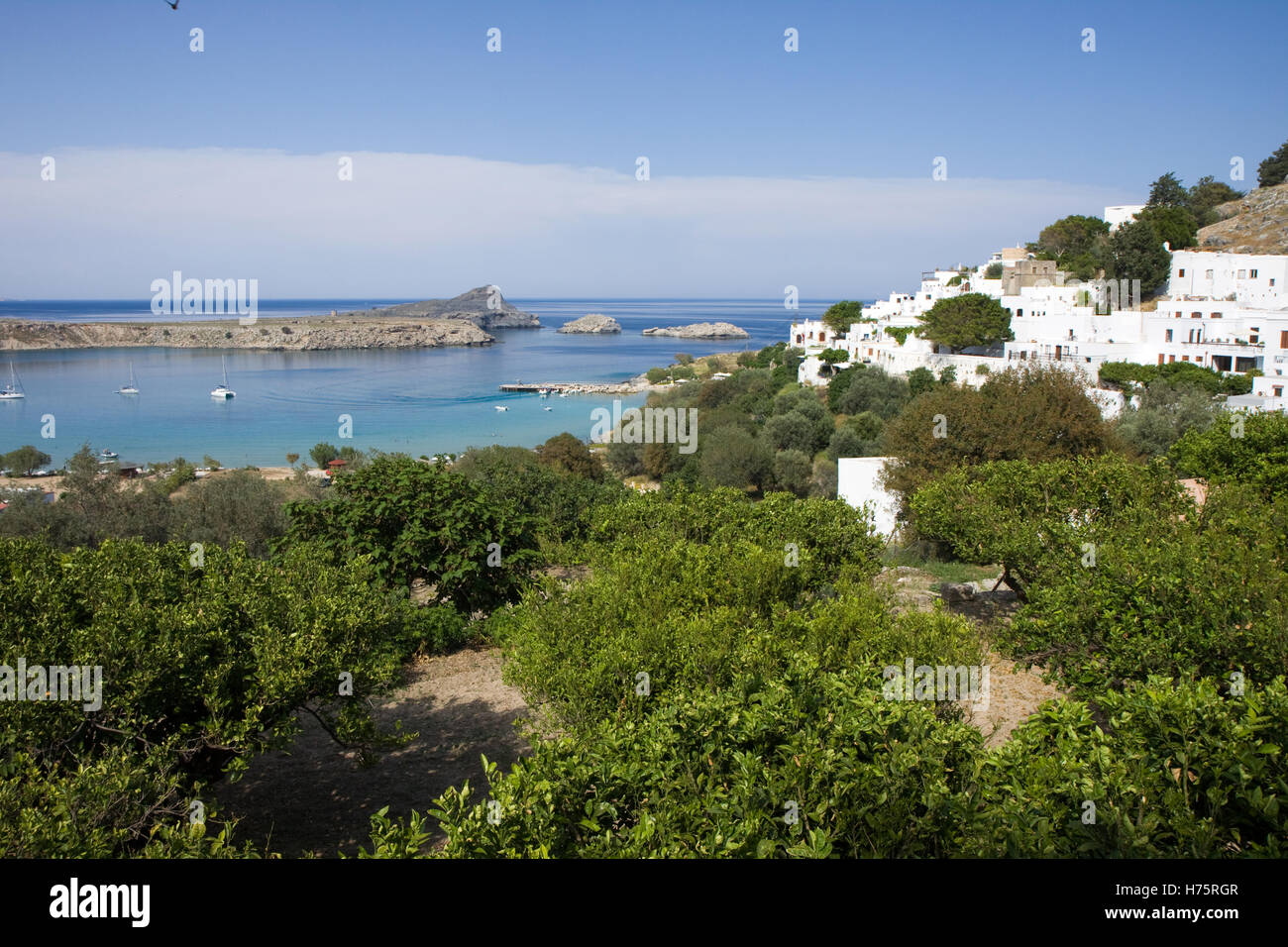 lindos tourist town in the rodos isle Stock Photo - Alamy